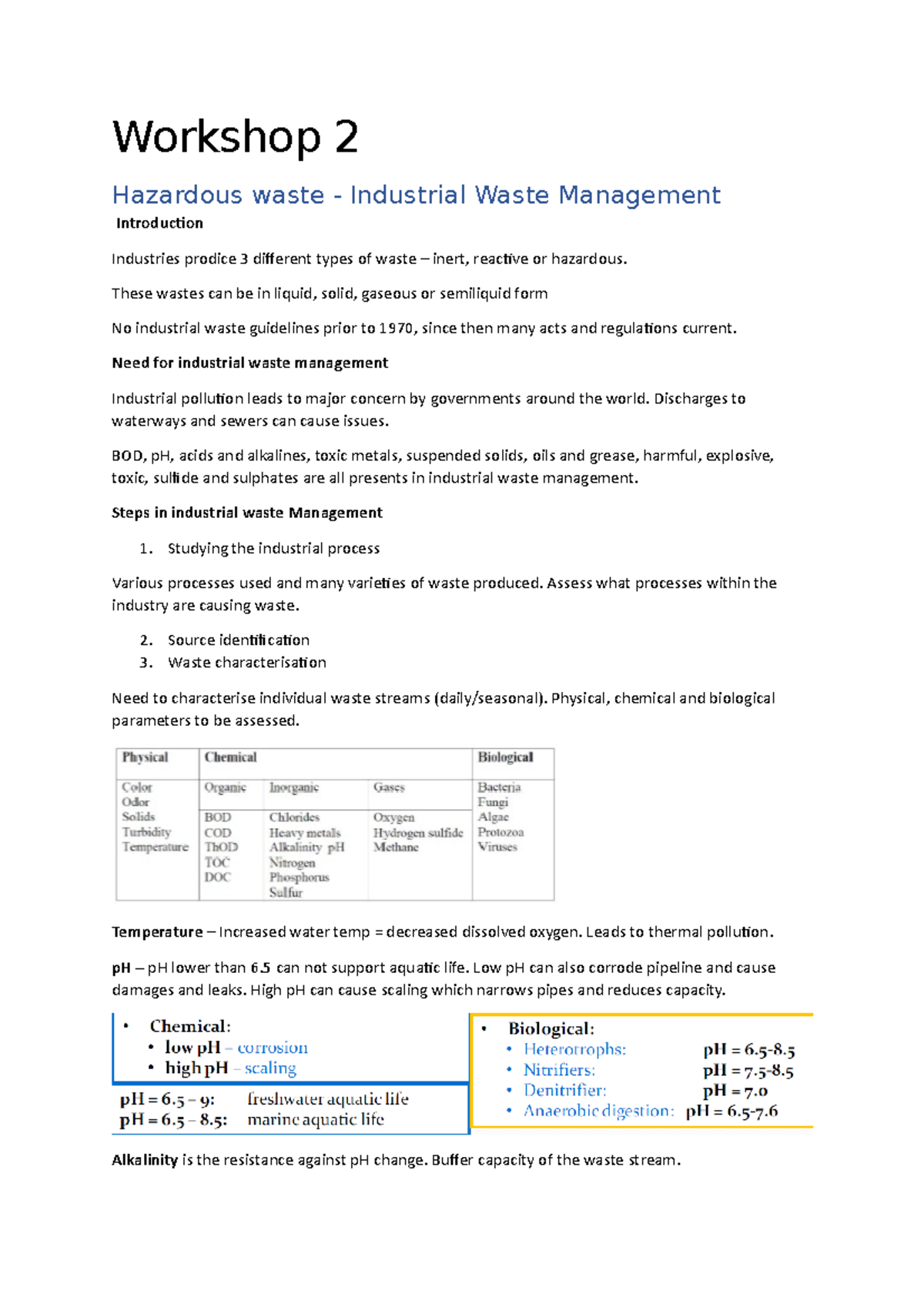 Workshop 2 - Workshop 2 Hazardous waste - Industrial Waste Management ...