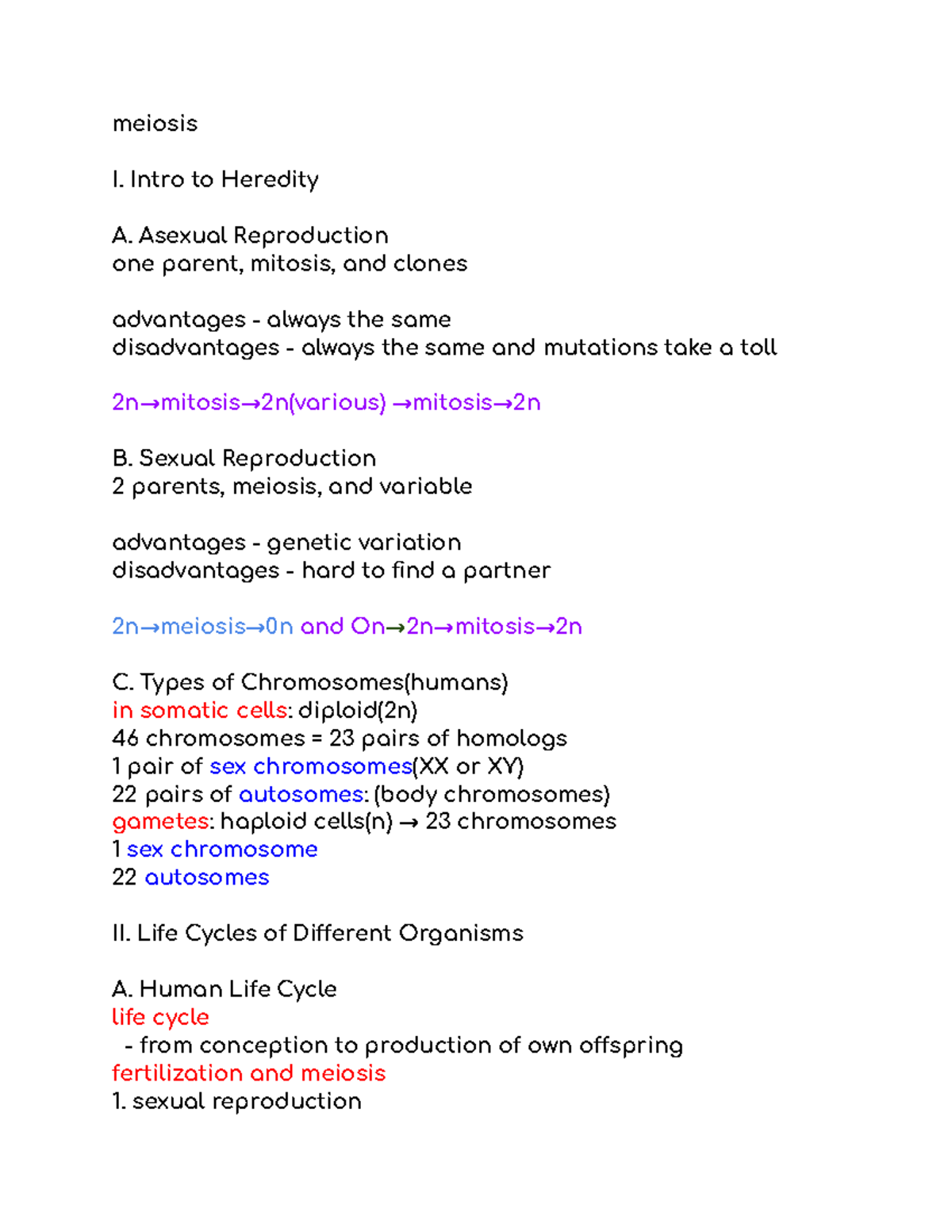 chapter 11 meiosis - meiosis I. Intro to Heredity A. Asexual ...