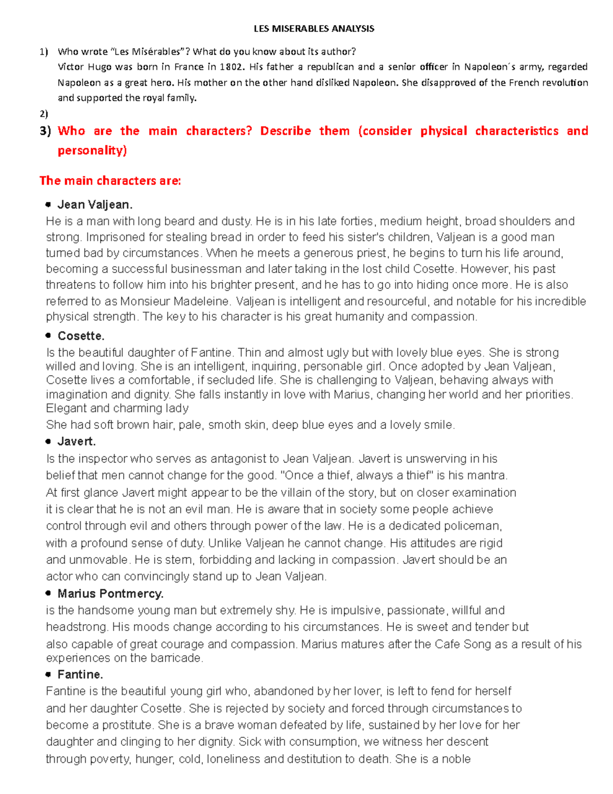 LES Miserables Analysis - LES MISERABLES ANALYSIS Who wrote “Les ...