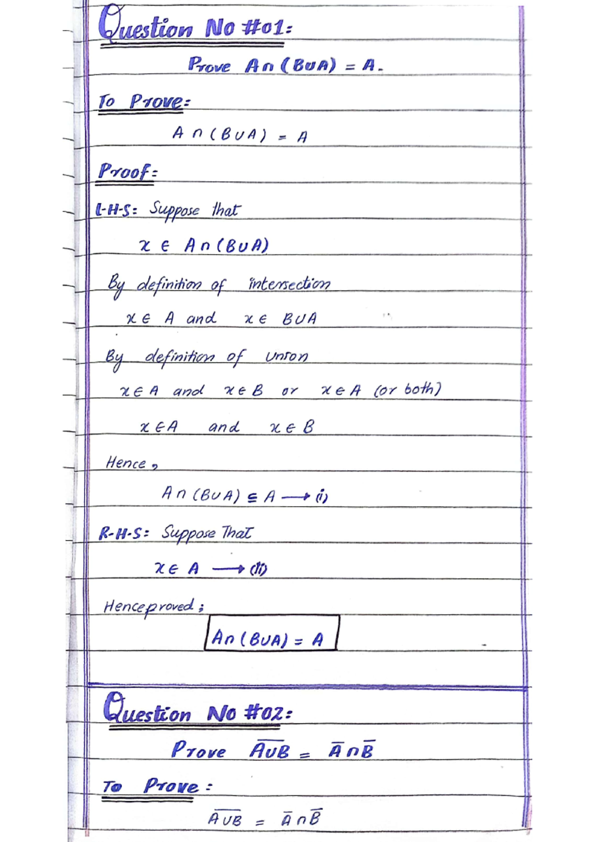 Lecture 02 - Question No Prove An (BUA) A. To Prove: An (BUA) A Suppose ...