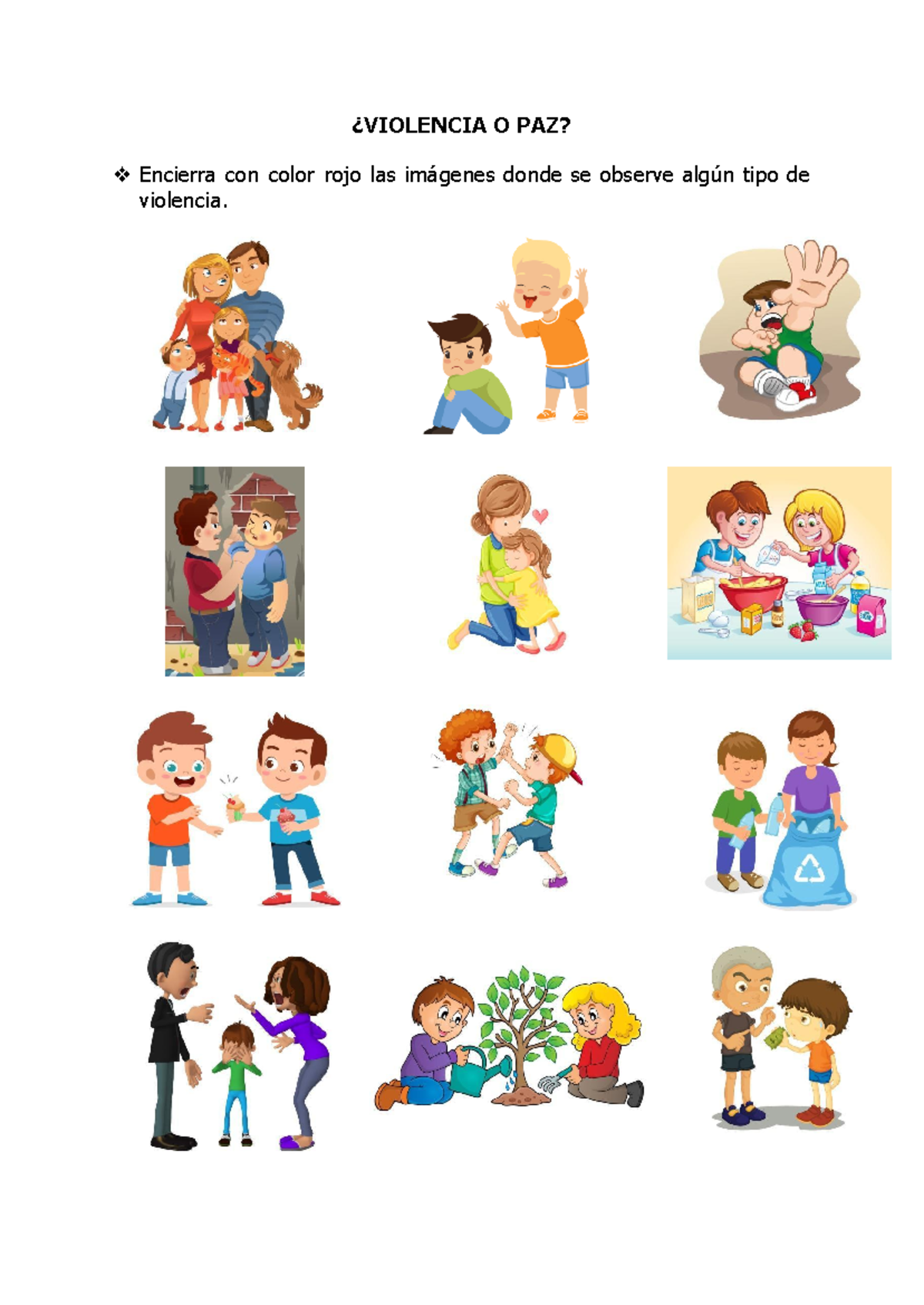 Cuadernillo UN Mundo SIN Violencia - ¿VIOLENCIA O PAZ? Encierra con ...