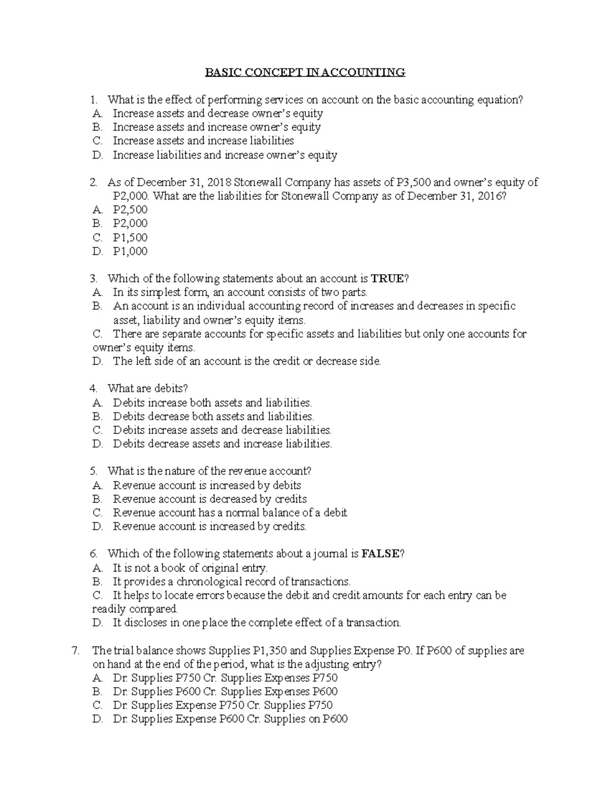 Basic Concept in Accounting-Practice Materials - BASIC CONCEPT IN ...