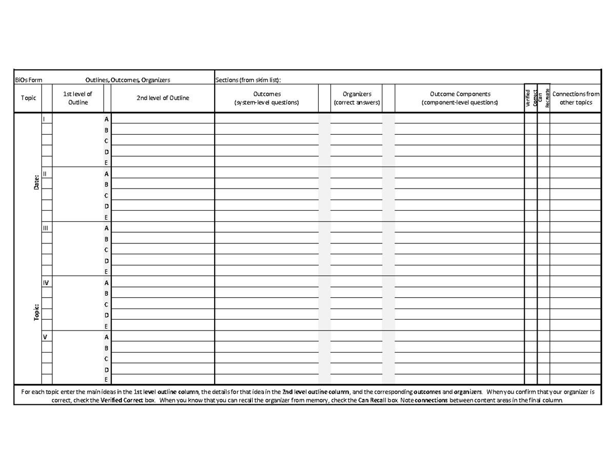 Bi Os Form - Form to organize lecture content to prepare for workshop ...