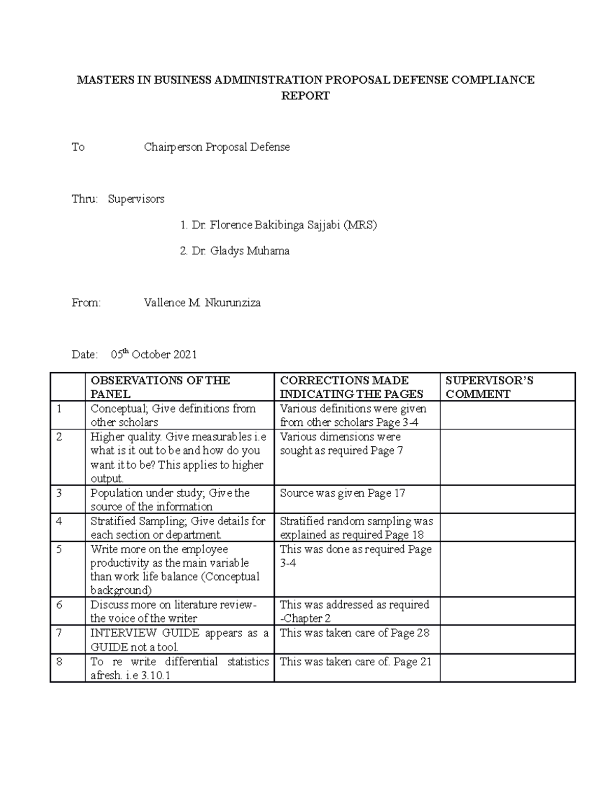 Compliance Report Nkuru - MASTERS IN BUSINESS ADMINISTRATION PROPOSAL ...