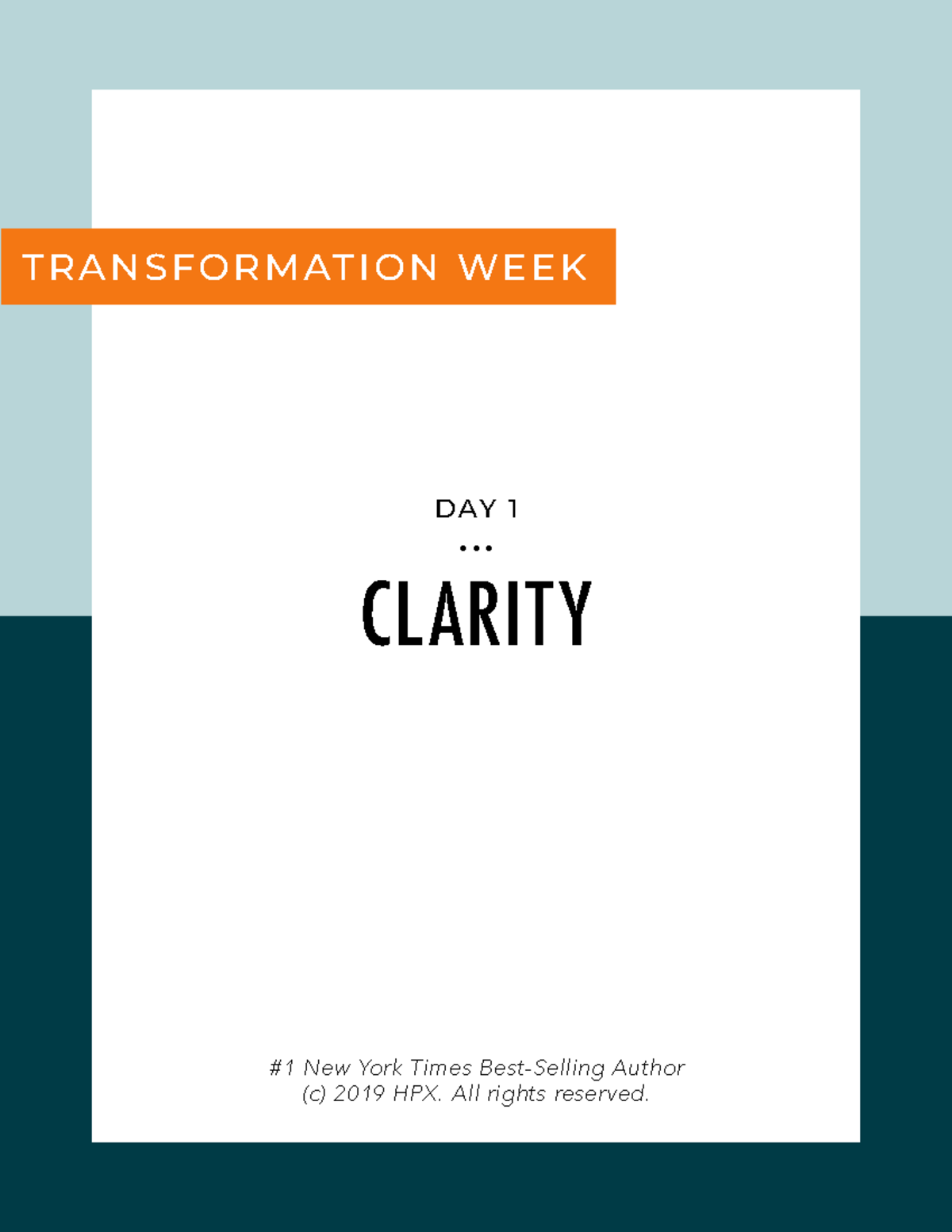 Transformation Week Day 1 - #1 New York Times Best-Selling Author (c ...