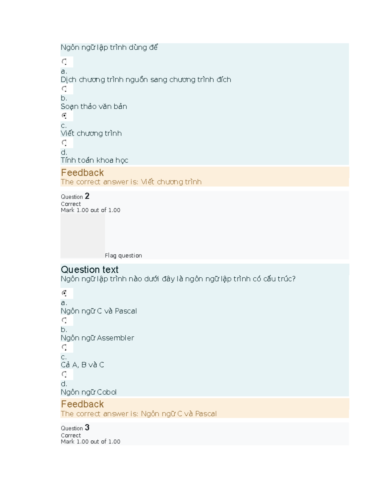 TN-CSLT - đăng lấy đề - Ngôn ngữ lập trình dùng để a. Dịch chương trình nguồn sang chương trình ...