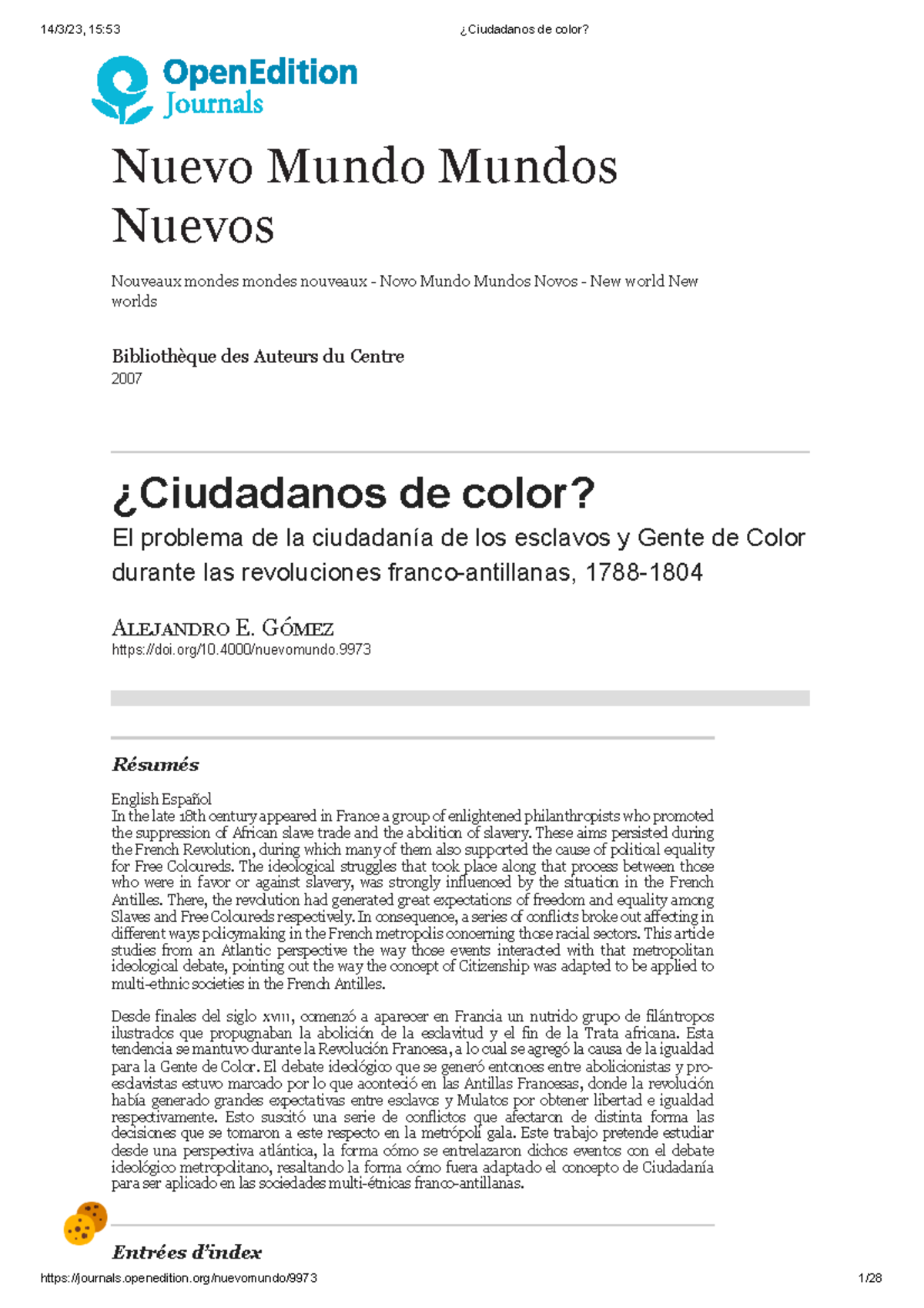 Ciudadanos de color - dhrx - Nuevo Mundo Mundos Nuevos Nouveaux mondes ...