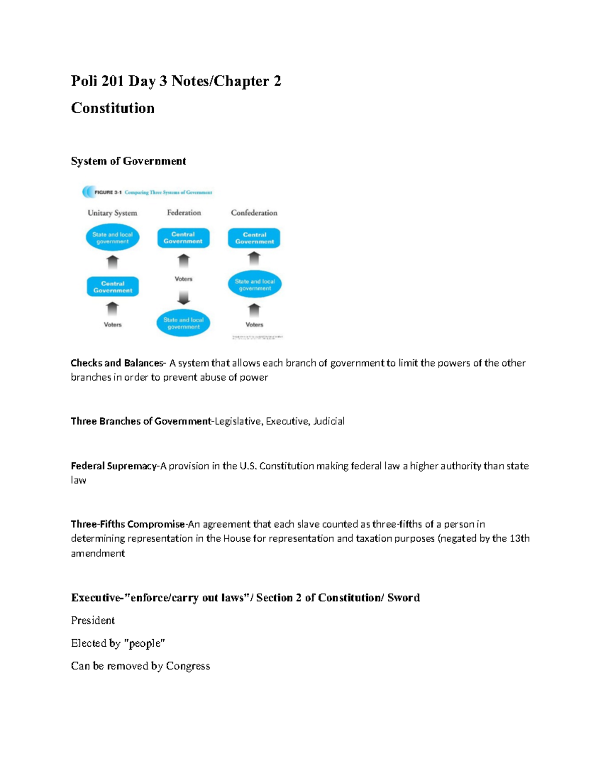Chapter 2-Constitution - Poli 201 Day 3 Notes/Chapter 2 Constitution ...
