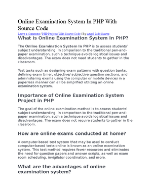 Online Examination System In PHP With Source Code - In comparison to ...