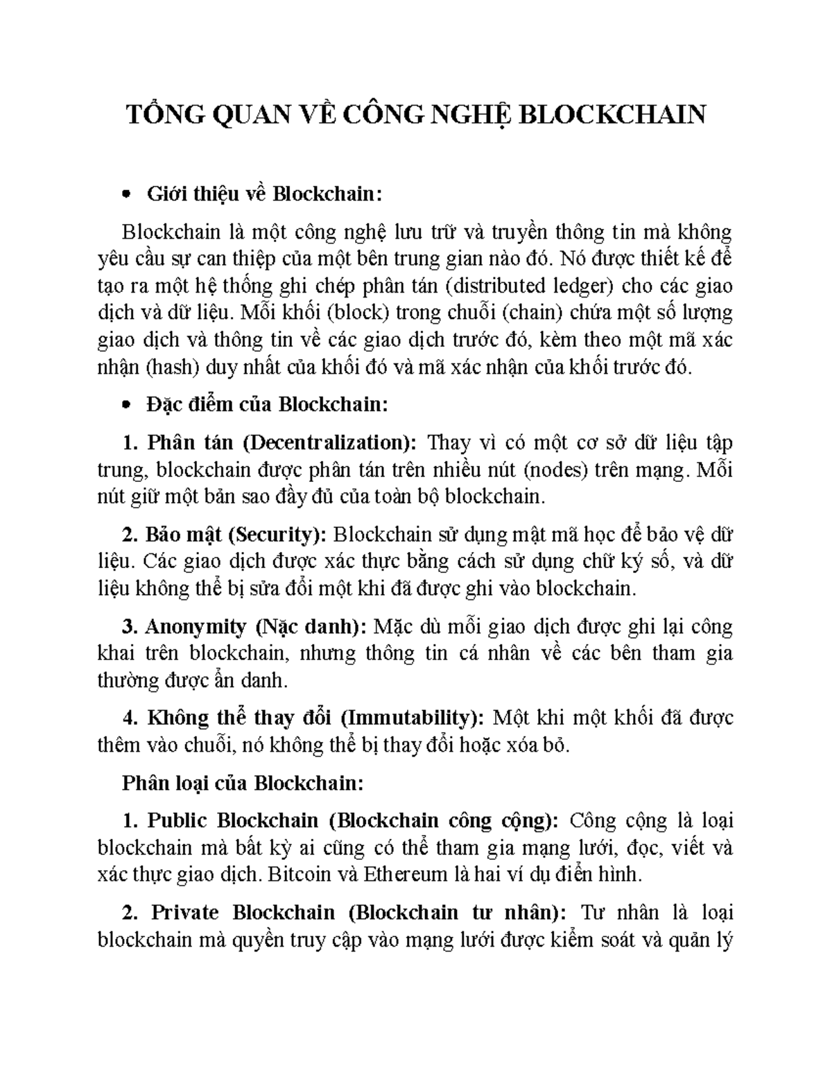 TỔNG QUAN VỀ CÔNG NGHỆ Blockchain - TỔNG QUAN VỀ CÔNG NGHỆ BLOCKCHAIN Giới thiệu về Blockchain ...