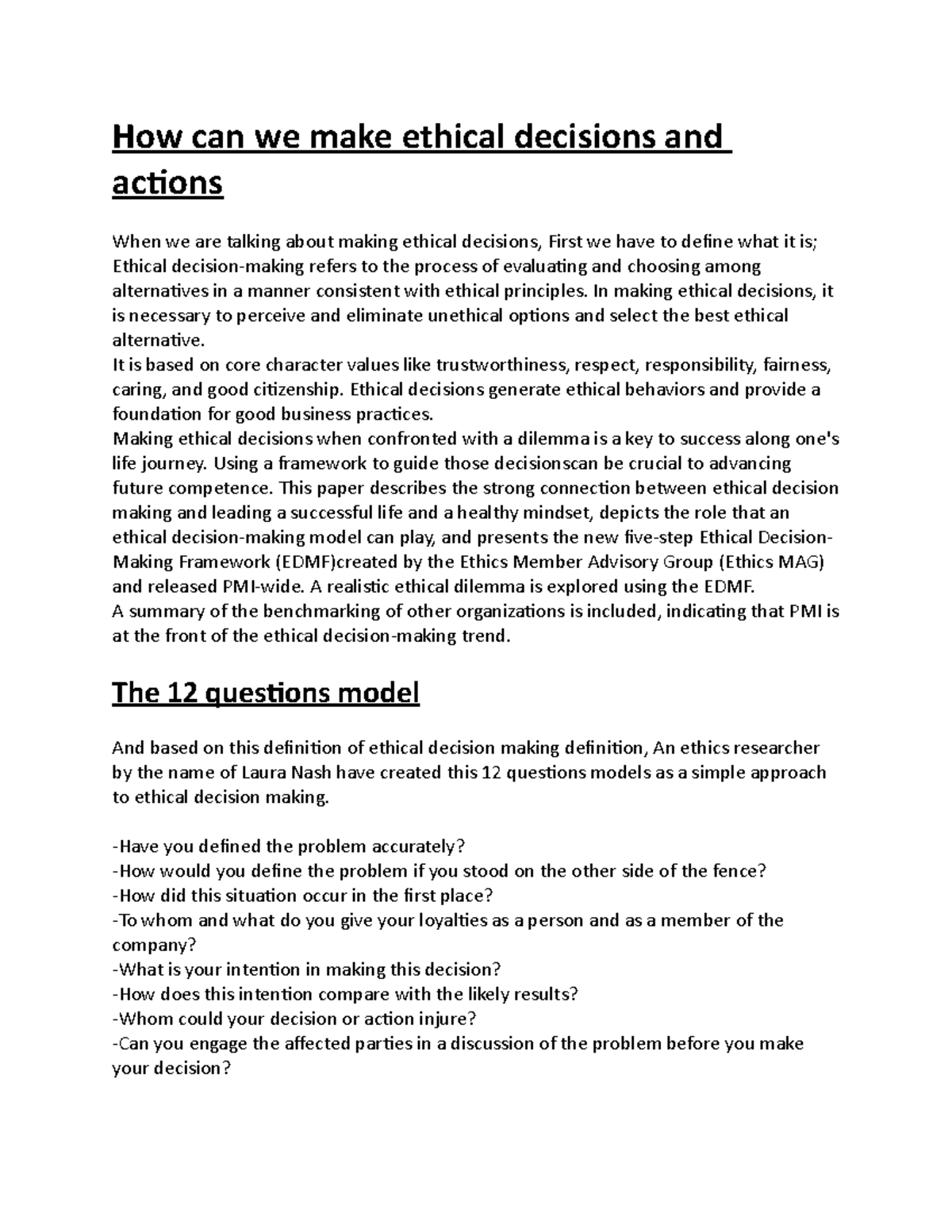 Civcs lecture of unity - How can we make ethical decisions and actions ...