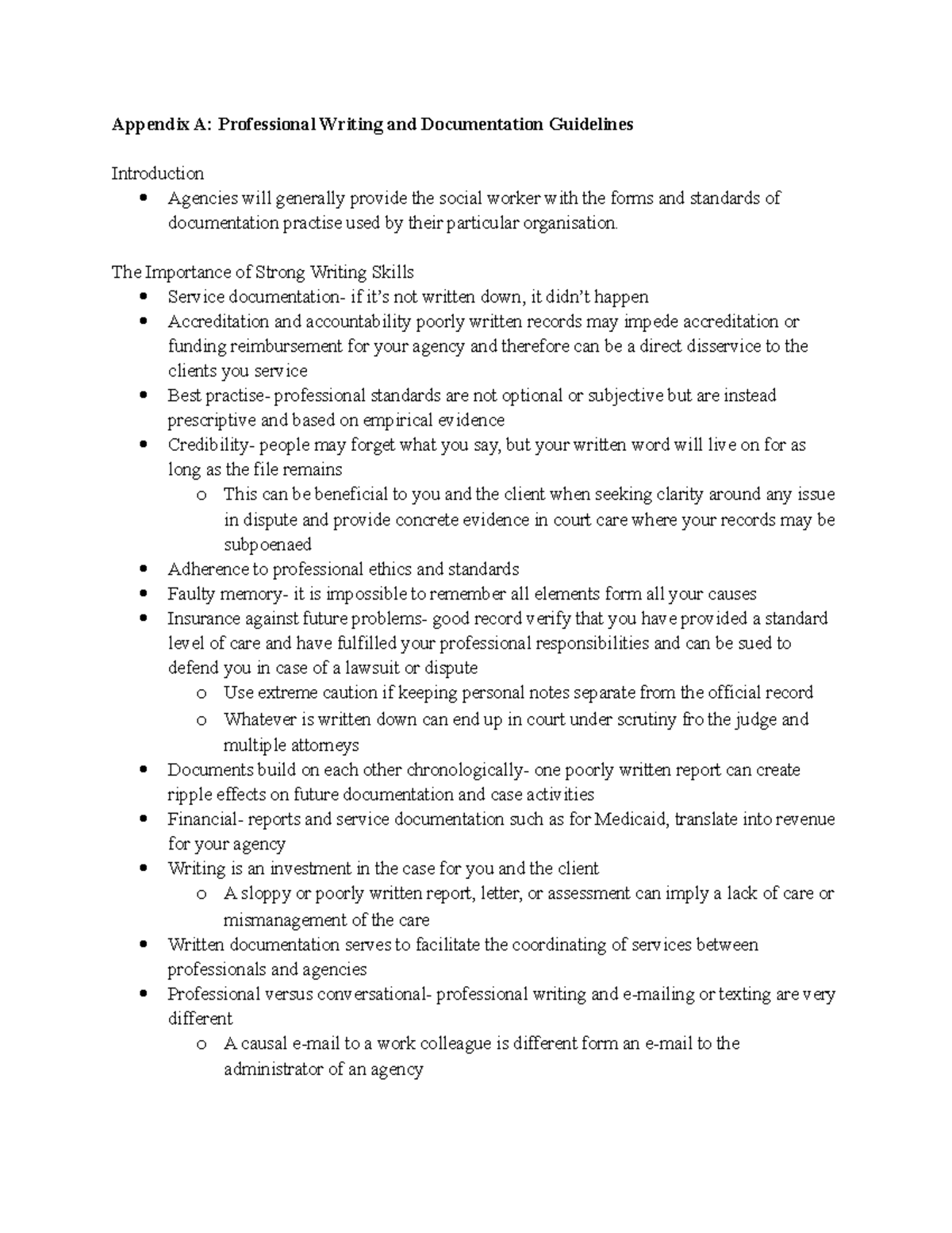 Appendix A Professional Writing and Documentation Guidelines - Appendix ...
