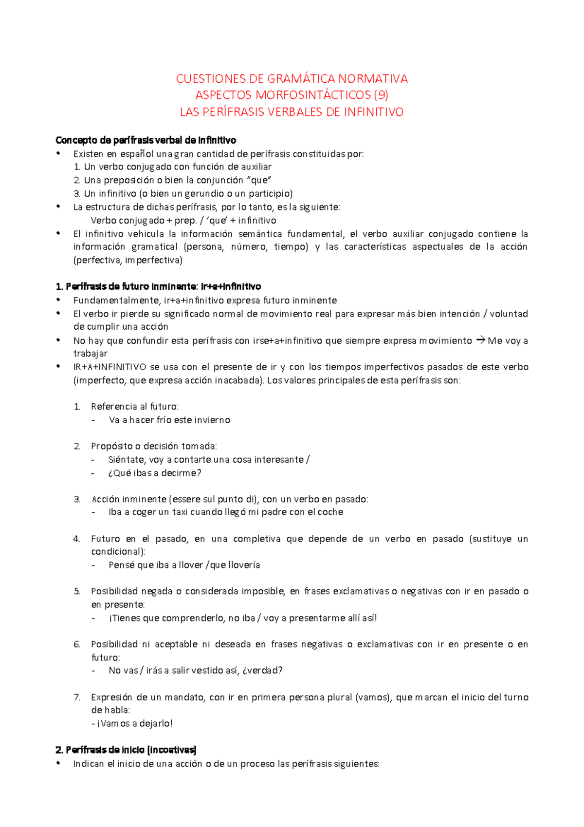 9. Las perífrasis de infinitivo copia - CUESTIONES DE GRAMÁTICA ...