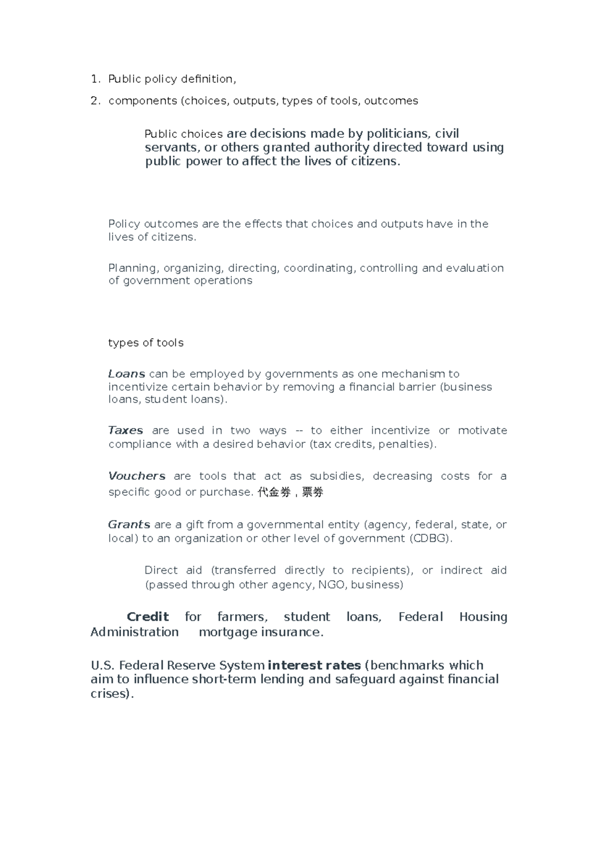 US Policy Rough Review - Brief summary - Public policy definition ...