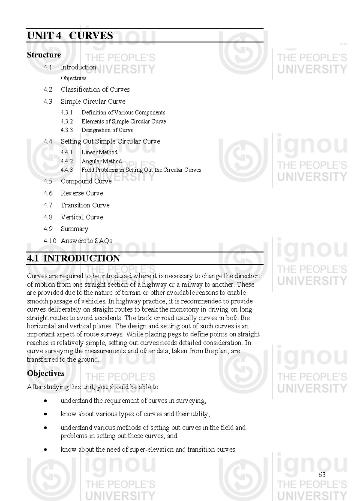Inbound 2444145443936322630 - Curves UNIT 4 CURVES Structure 4 Introduction Objectives 4 - Studocu
