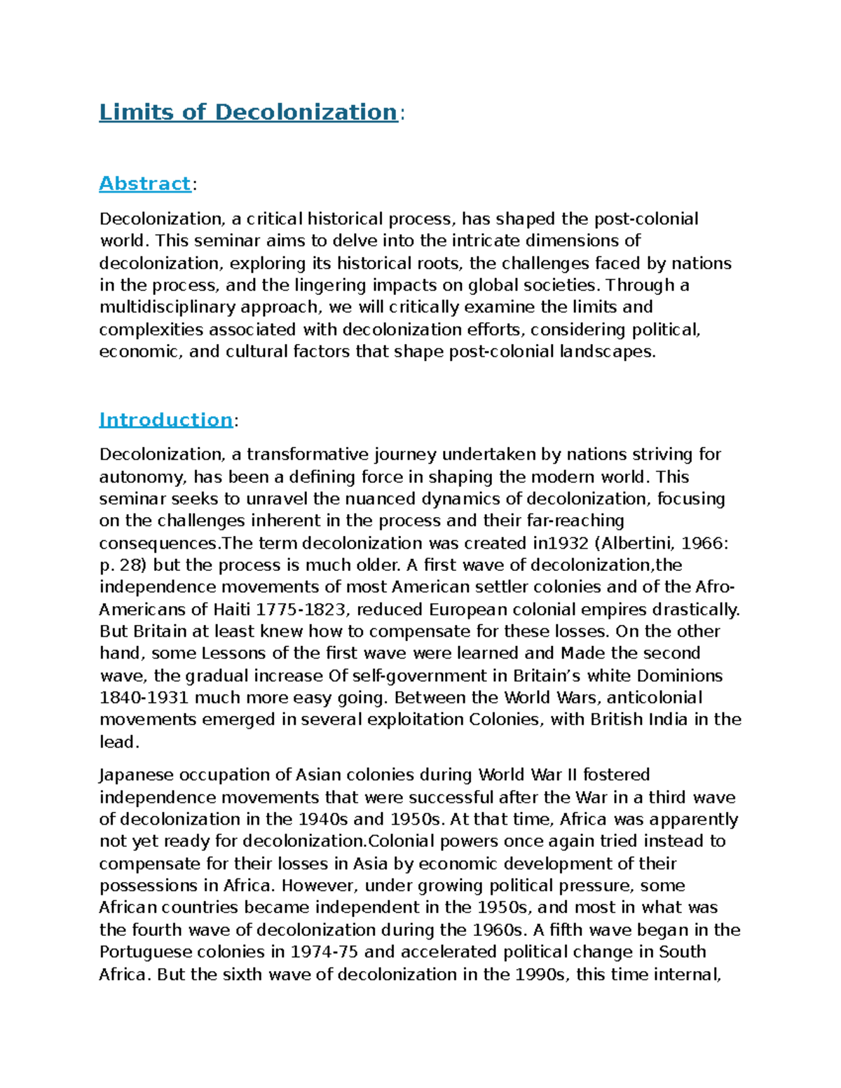 Limits Of Decolonization - Limits of Decolonization: Abstract ...