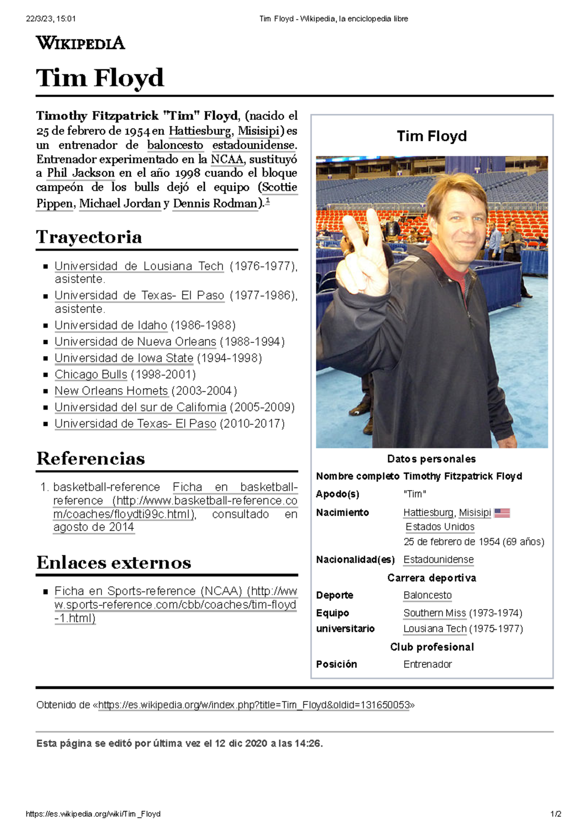 Tim Floyd - Wikipedia, la enciclopedia libre - wikipedia/wiki/Tim_Floyd ...