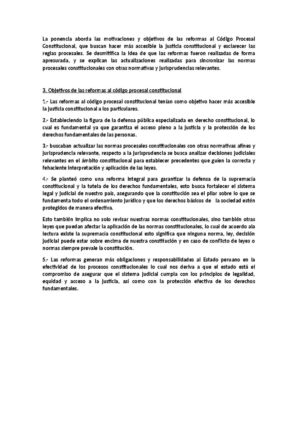 La ponencia aborda las motivaciones y objetivos de las reformas al Código Procesal ...