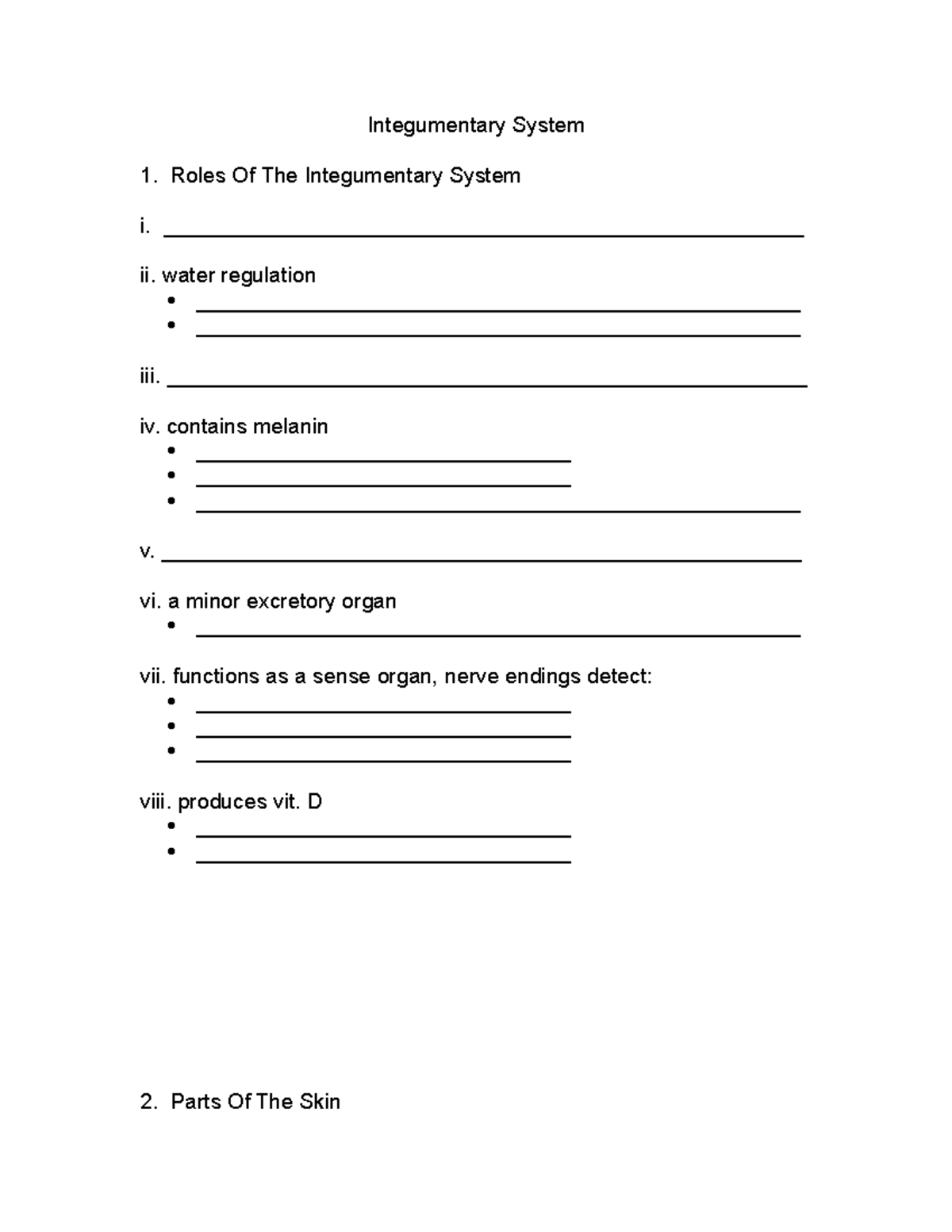 Integumentary System - Stud Notes - Integumentary System Roles Of The ...