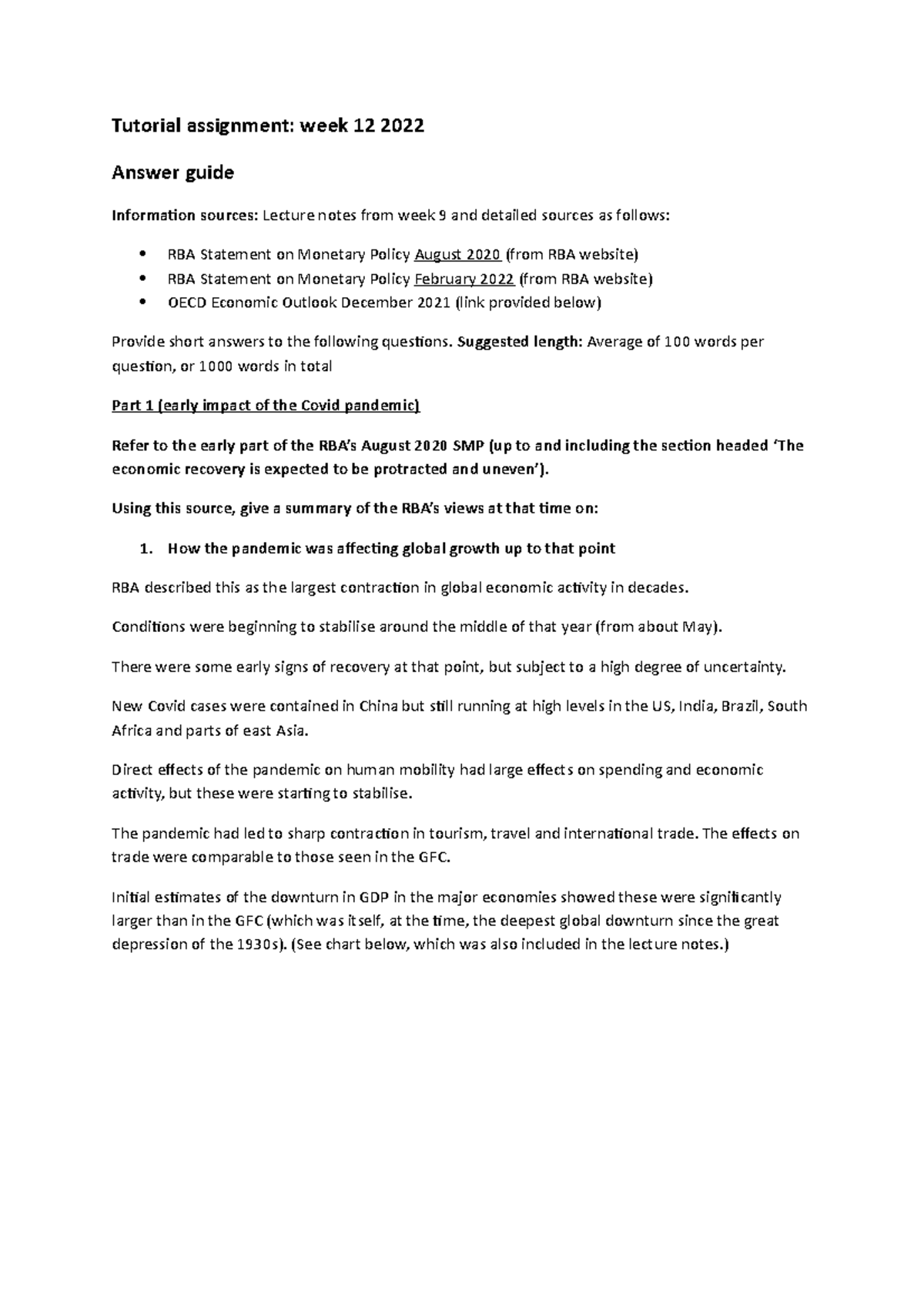 Tutorial assignment Week 12 2022 answers - Tutorial assignment: week 12 ...