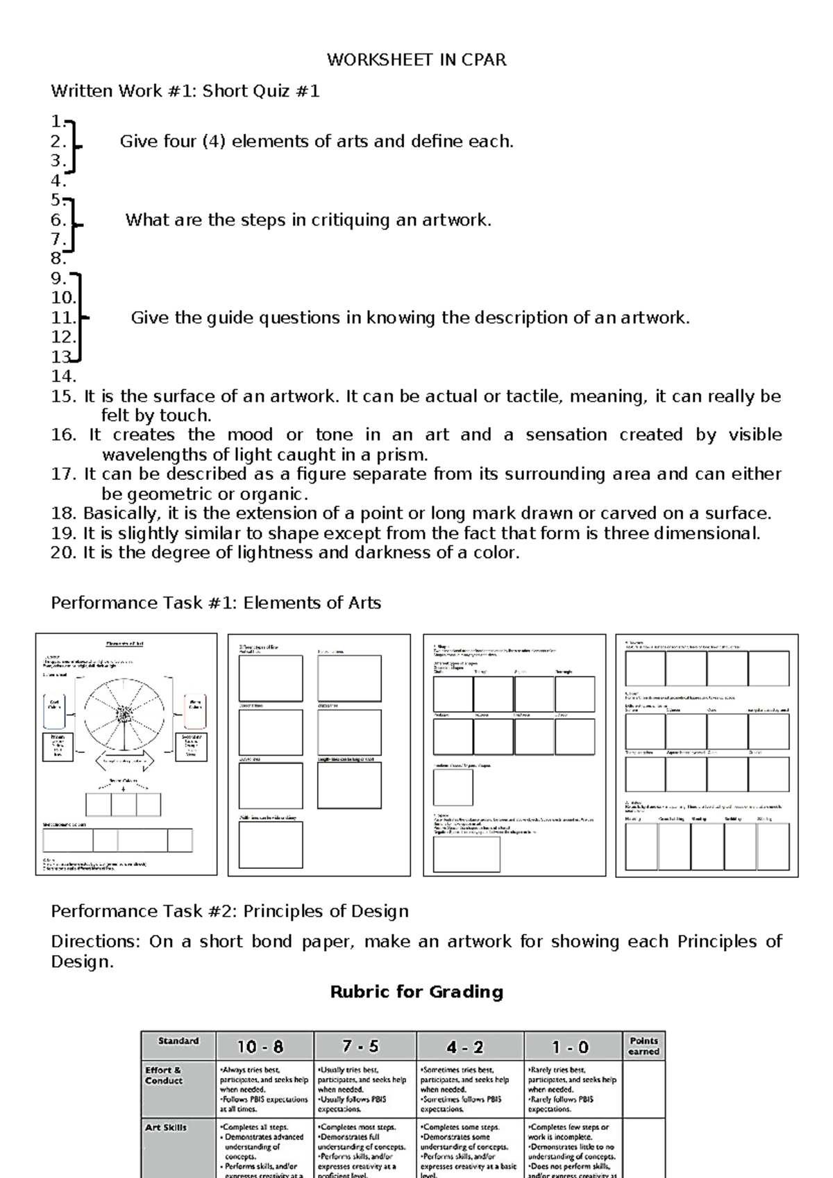 Worksheet IN CPAR - This will be helpful to everyone. - WORKSHEET IN ...