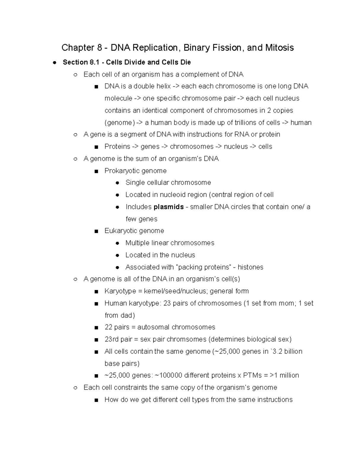 BIOA189 Chapter 8 notes - Chapter 8 - DNA Replication, Binary Fission ...