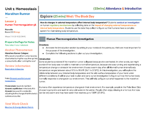 Lesson 1 Unit 1 Homeostasis Marathon Runner - Unit 1: Homeostasis ...