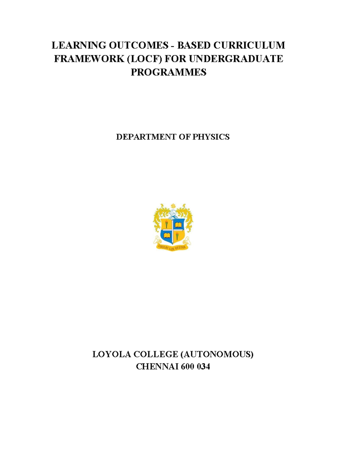Physics - LEARNING OUTCOMES - BASED CURRICULUM FRAMEWORK (LOCF) FOR ...