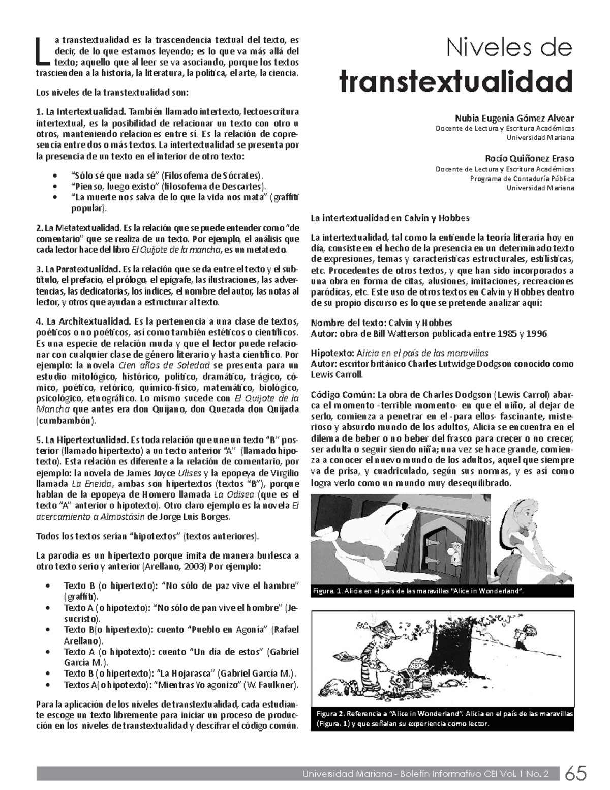 Niveles+de+transtextualidad-1-3 - Universidad Mariana - B oletín Informativo C EI V ol. 1 No. 2 ...