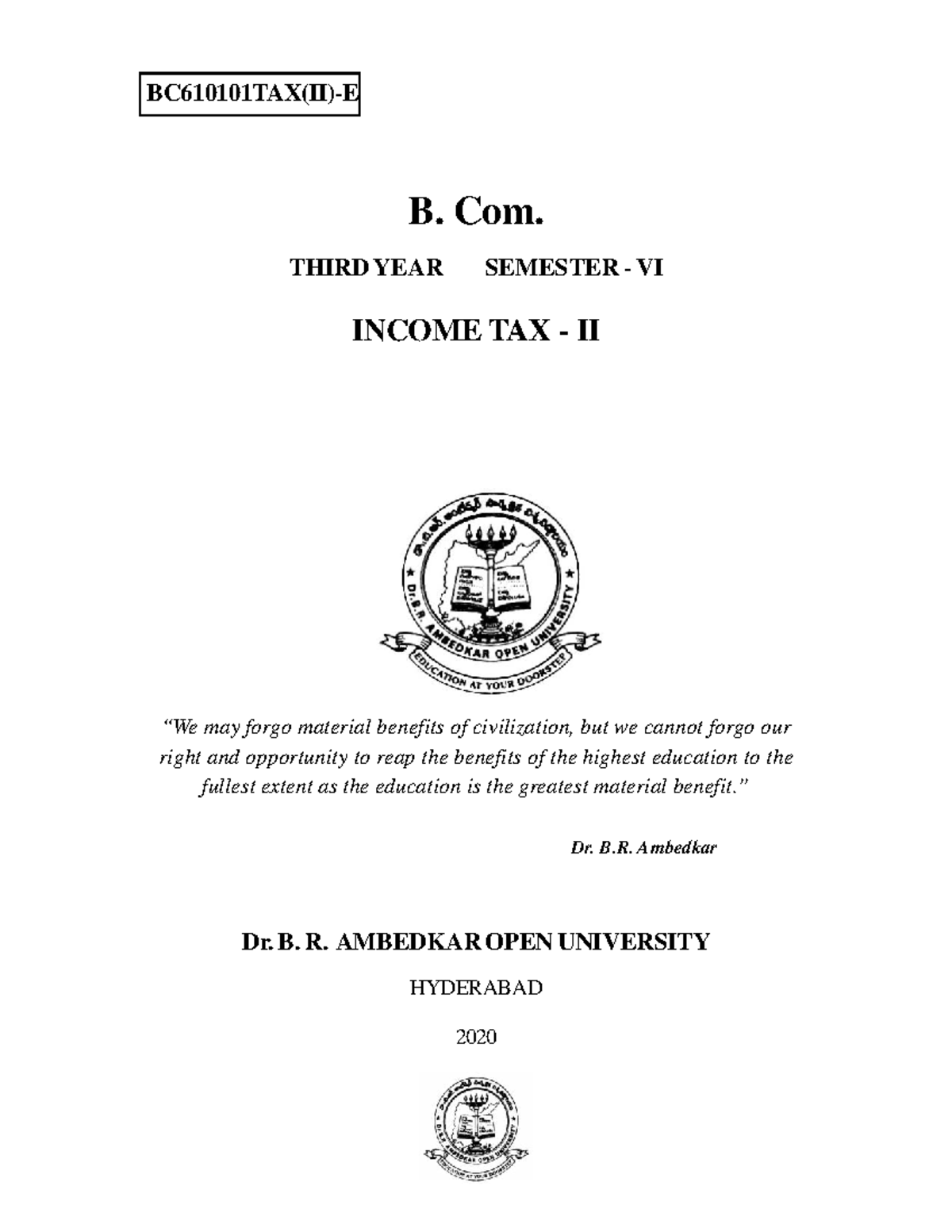 6th sem income Tax-2 EM - B. Com. THIRD YEAR SEMESTER - VI INCOME TAX ...
