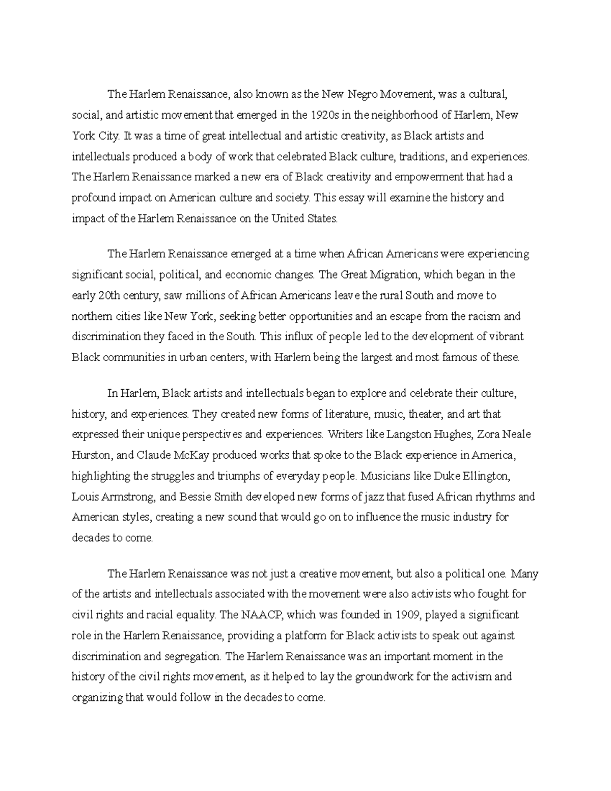 The History and Impact of the Harlem Renaissance - The Harlem ...