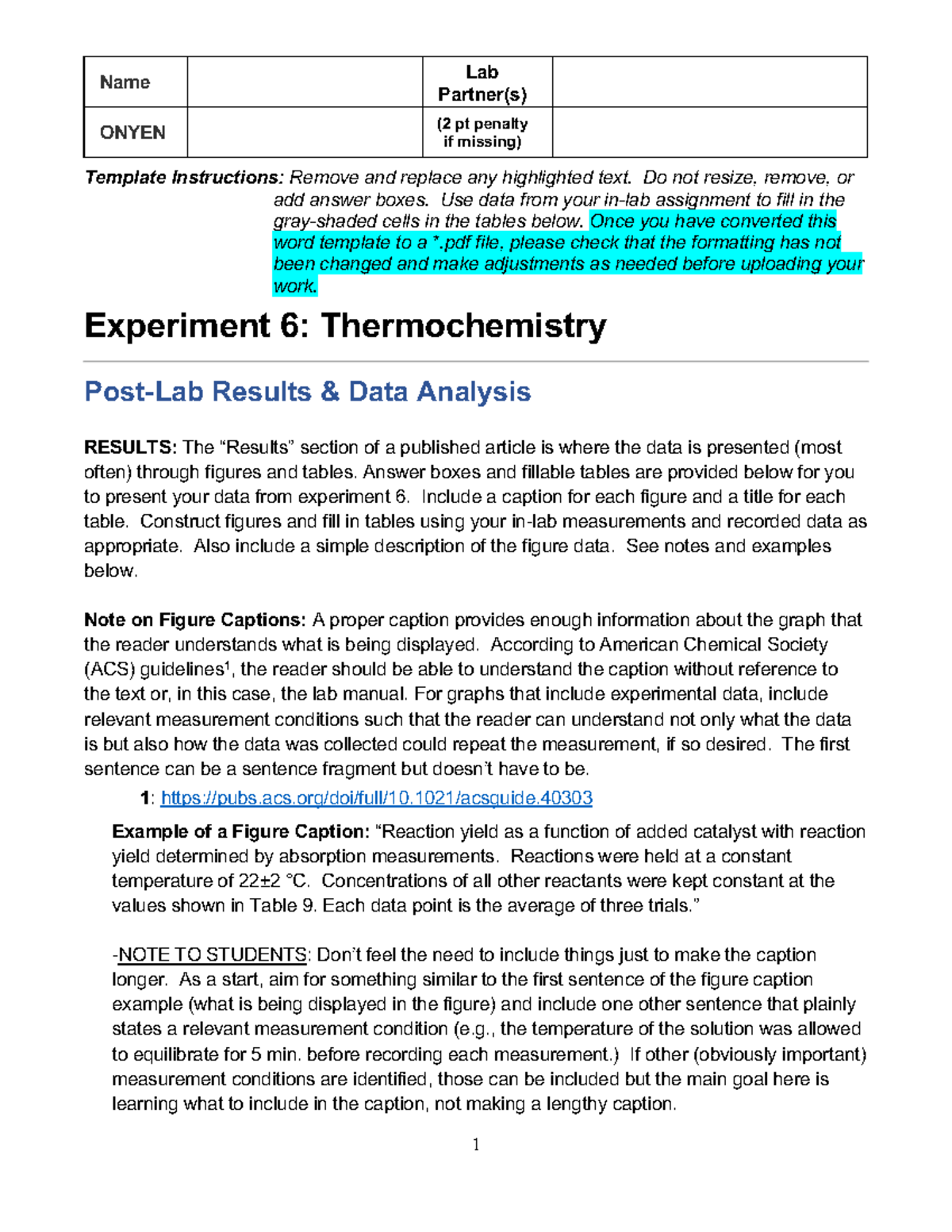 Expt 6 post-lab 2 - Post Lab 6 Chem 101 - Name Laura Lora Rosario Lab ...