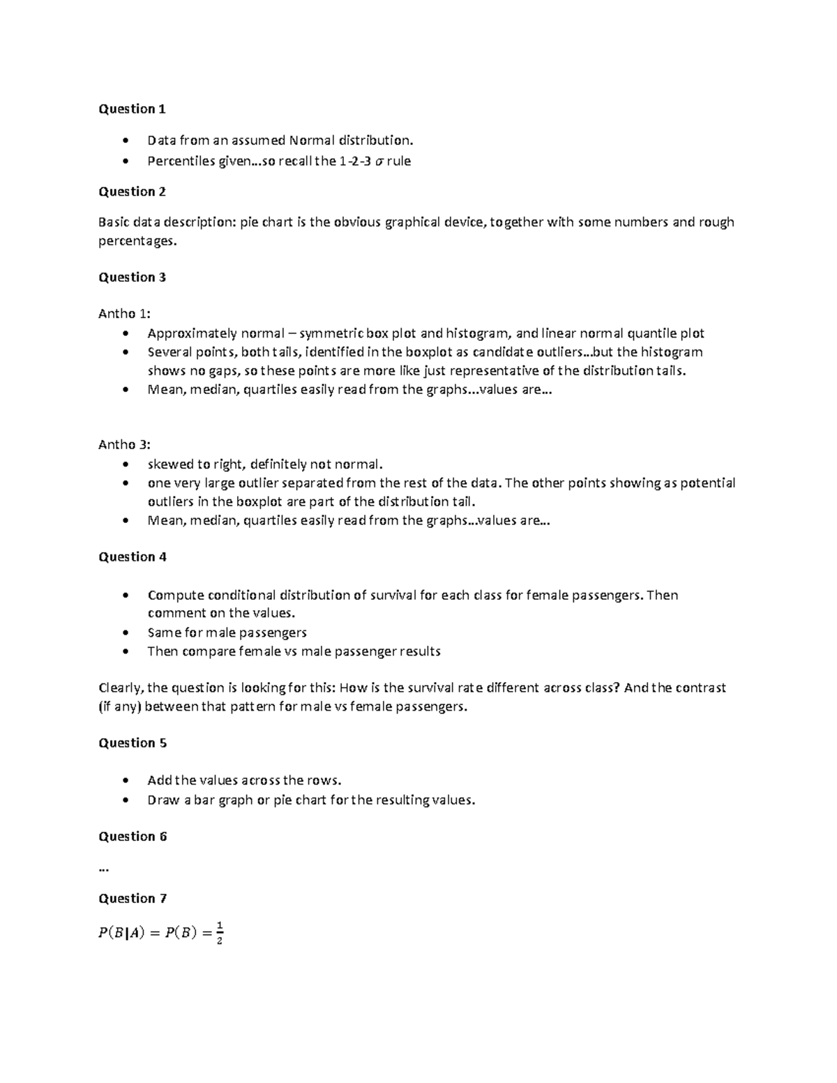 Brief Answers to Midterm Practice Questions - Question 1 Data from an assumed Normal ...