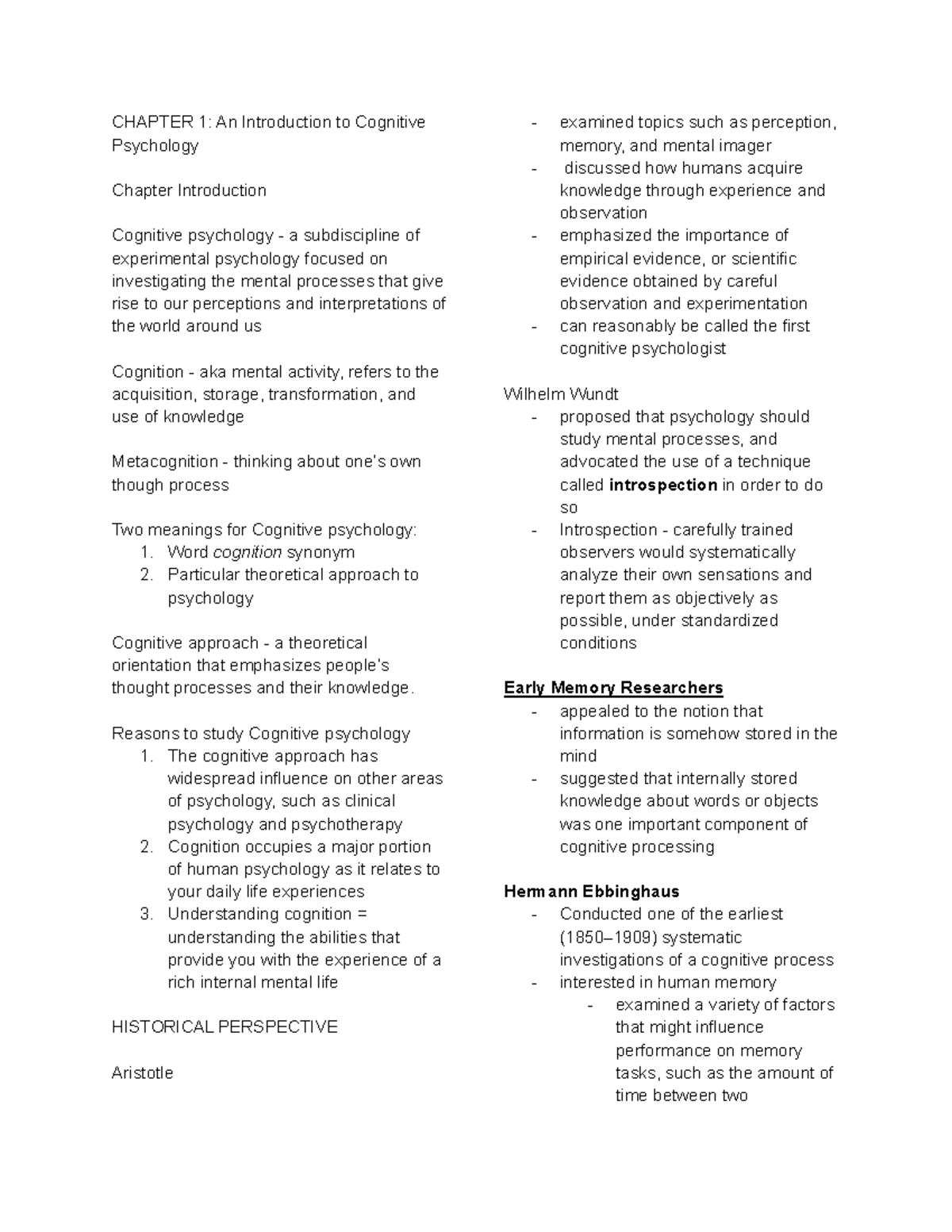 Cogpsych%201 - lec - CHAPTER 1: An Introduction to Cognitive Psychology ...