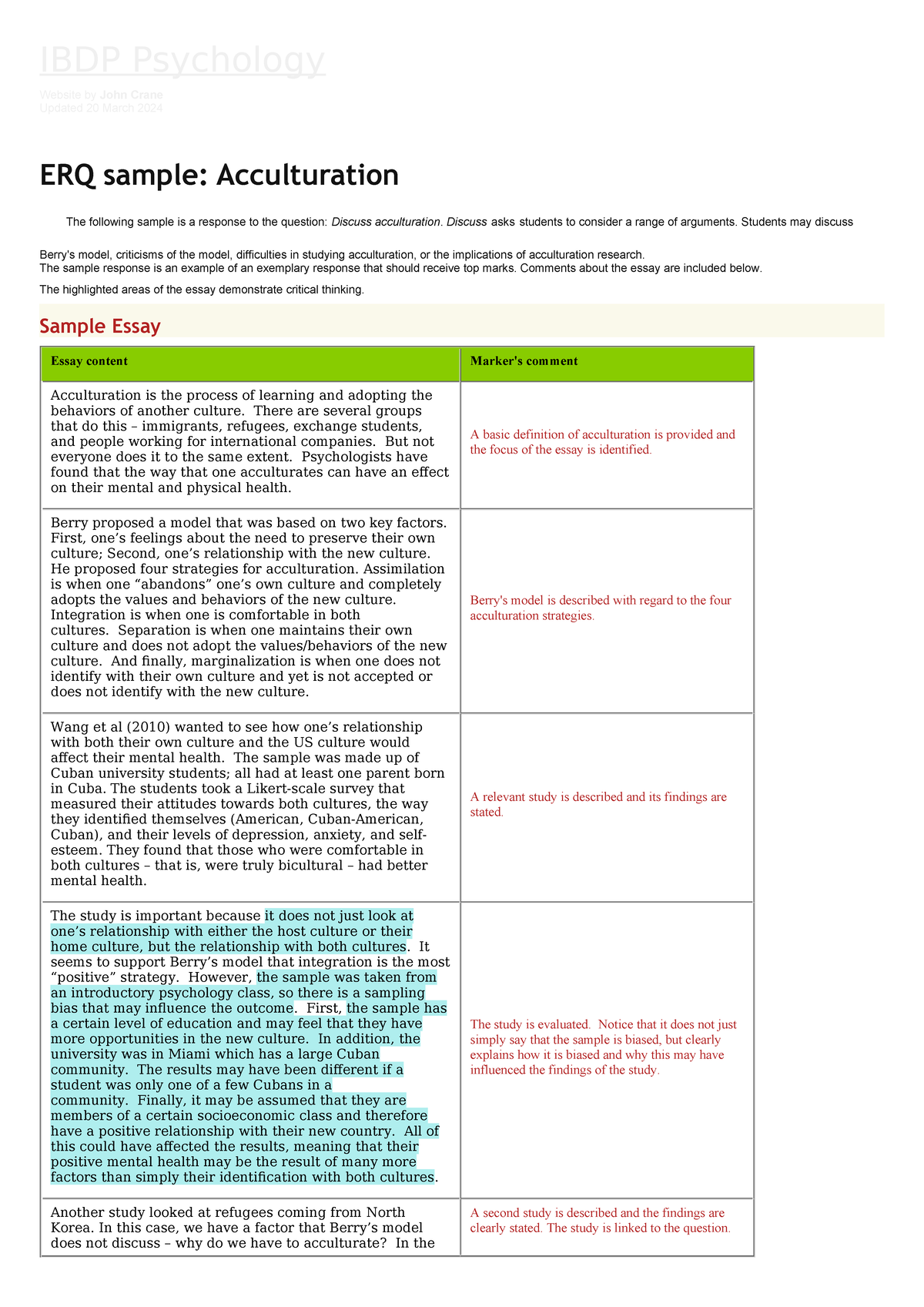 Acculturation ERQ exemplar - IBDP Psychology Website by John Crane ...