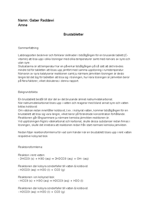 Kemi 2 laboration 4 - hej - Gaber Raddawi Kemi 2 laboration 4 ...