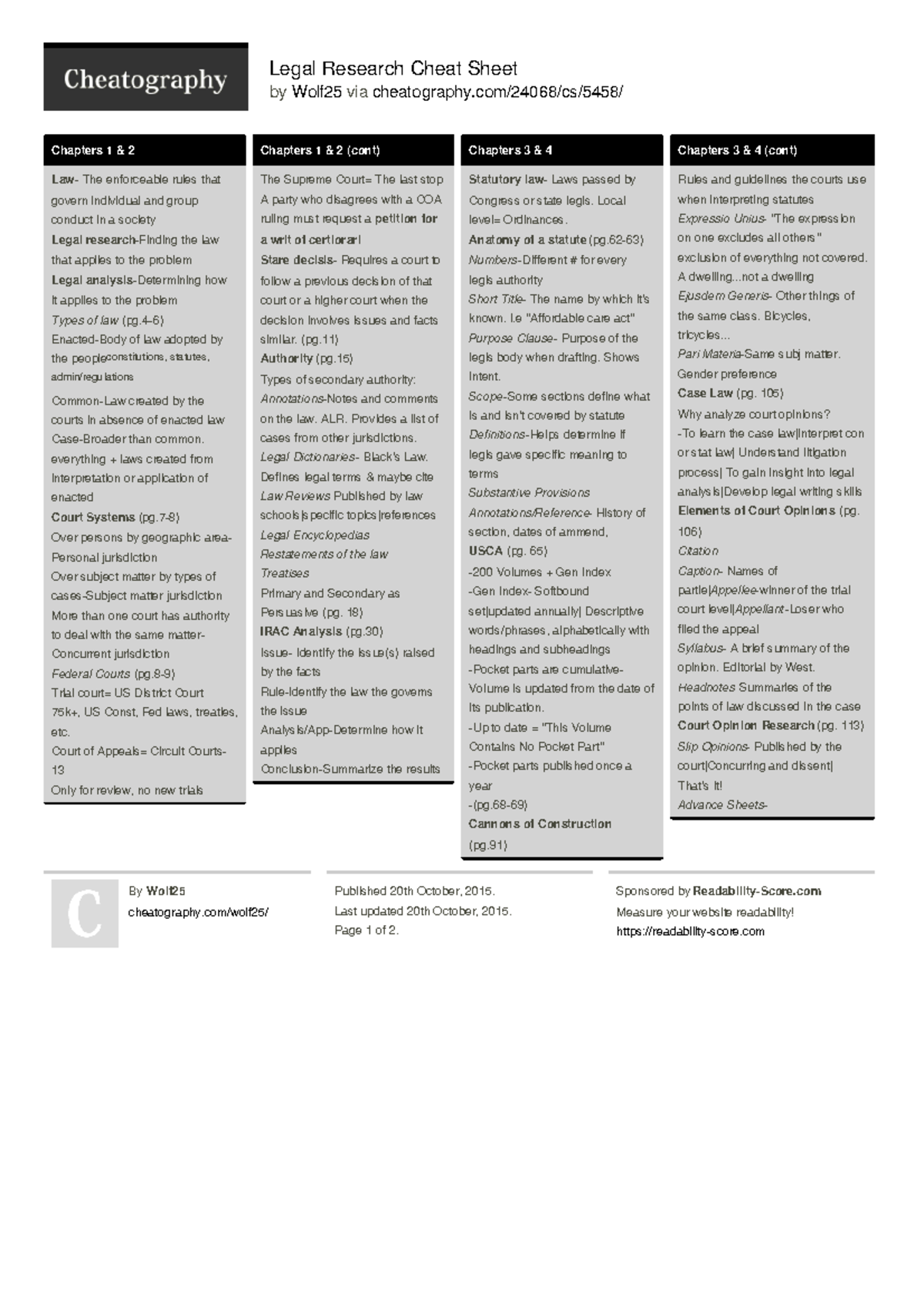 Legal Research Cheet Sheet - everything + laws created from ...