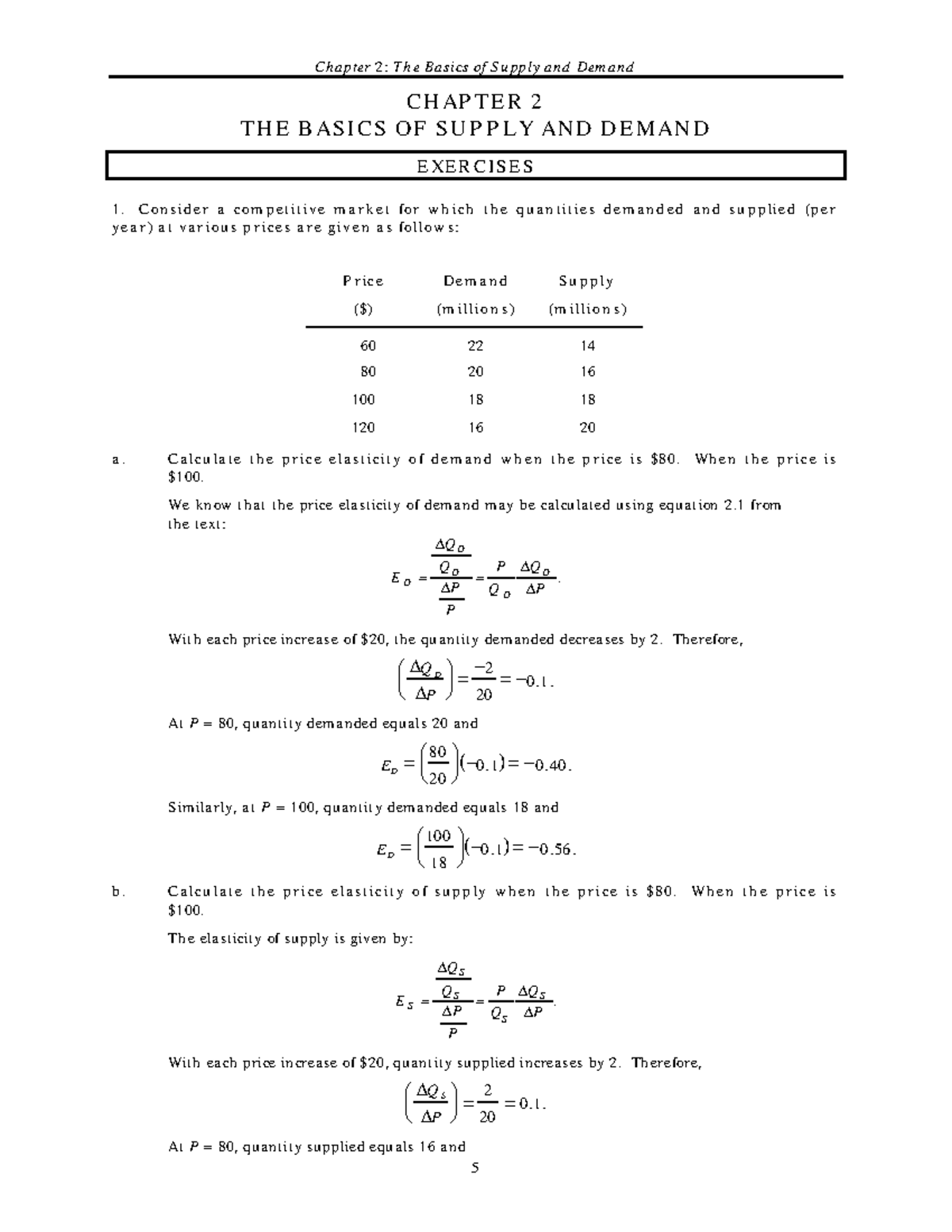 Sol 02 - solution - CHAPTER 2 THE BASICS OF SUPPLY AND DEMAND EXERCISES Consider a competitive ...