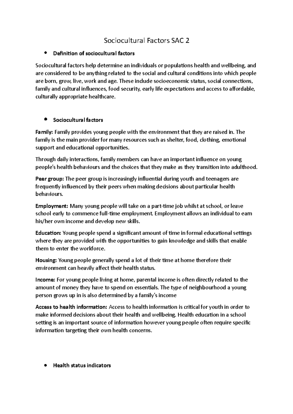 Sociocultural Factors SAC 2 (005) - Sociocultural Factors SAC 2 ...