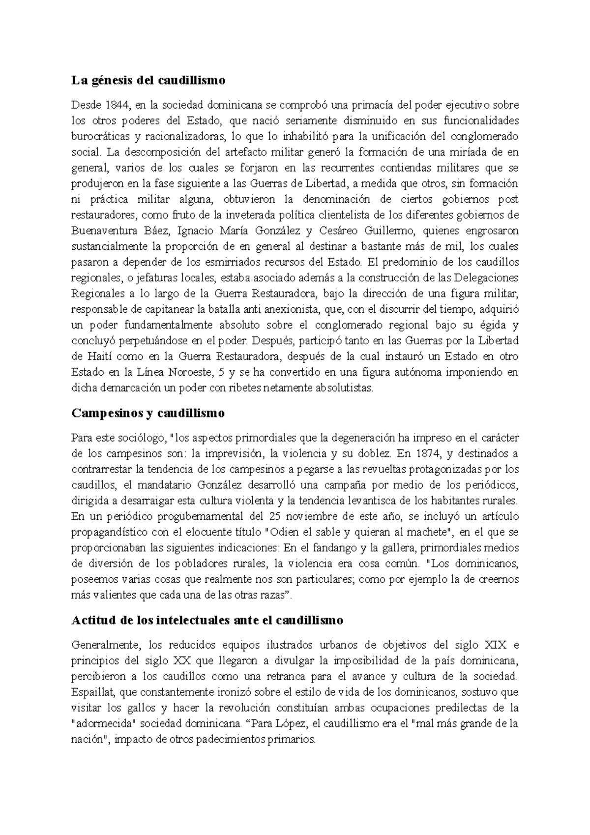 La génesis del caudillismo - La génesis del caudillismo Desde 1844, en ...