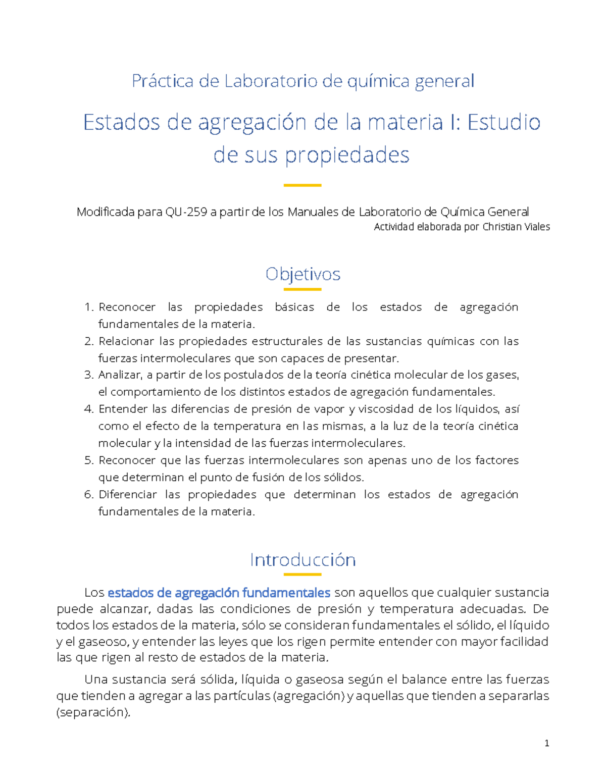 P01-Estados de la materia I - Práctica de Laboratorio de química ...