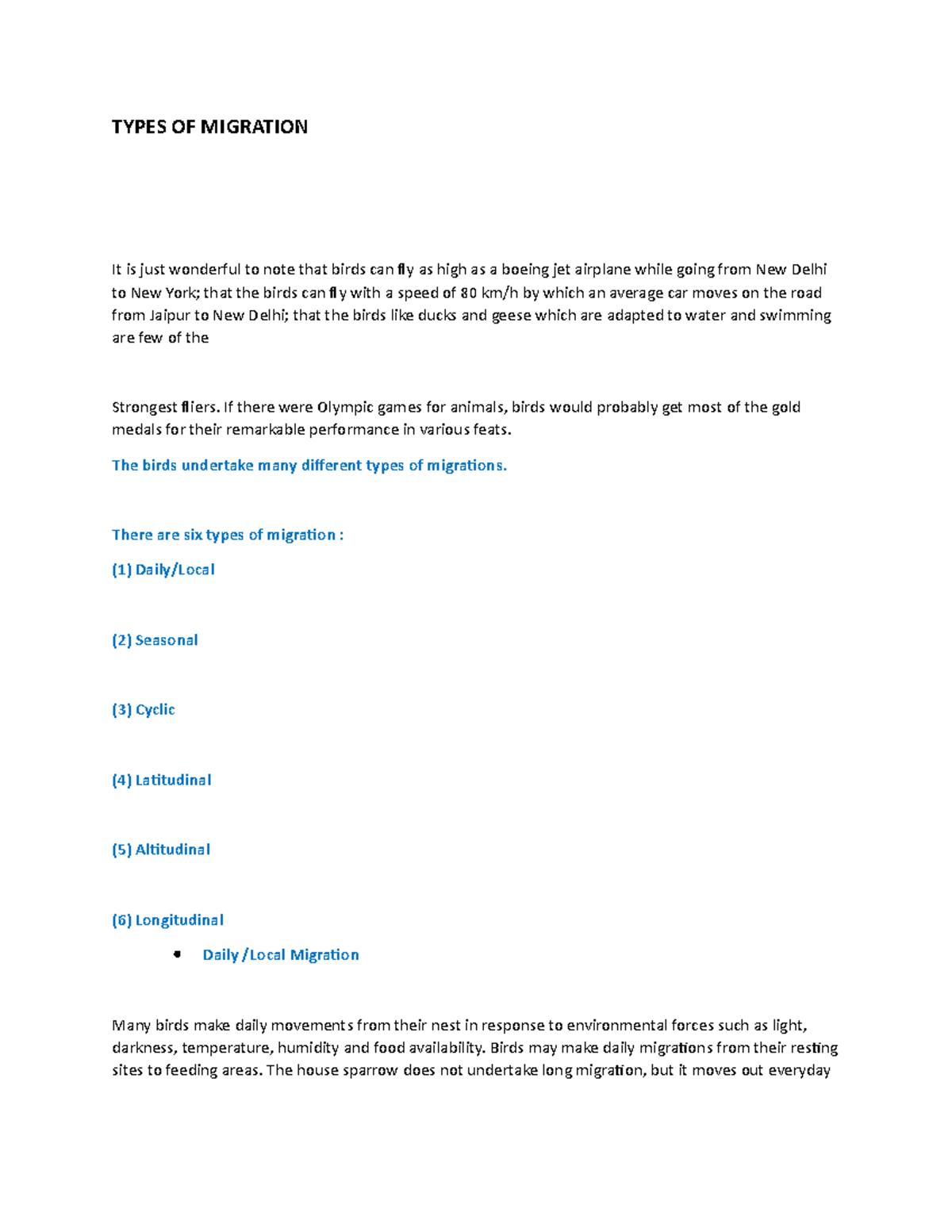 Types and status of migration - TYPES OF MIGRATION It is just wonderful ...