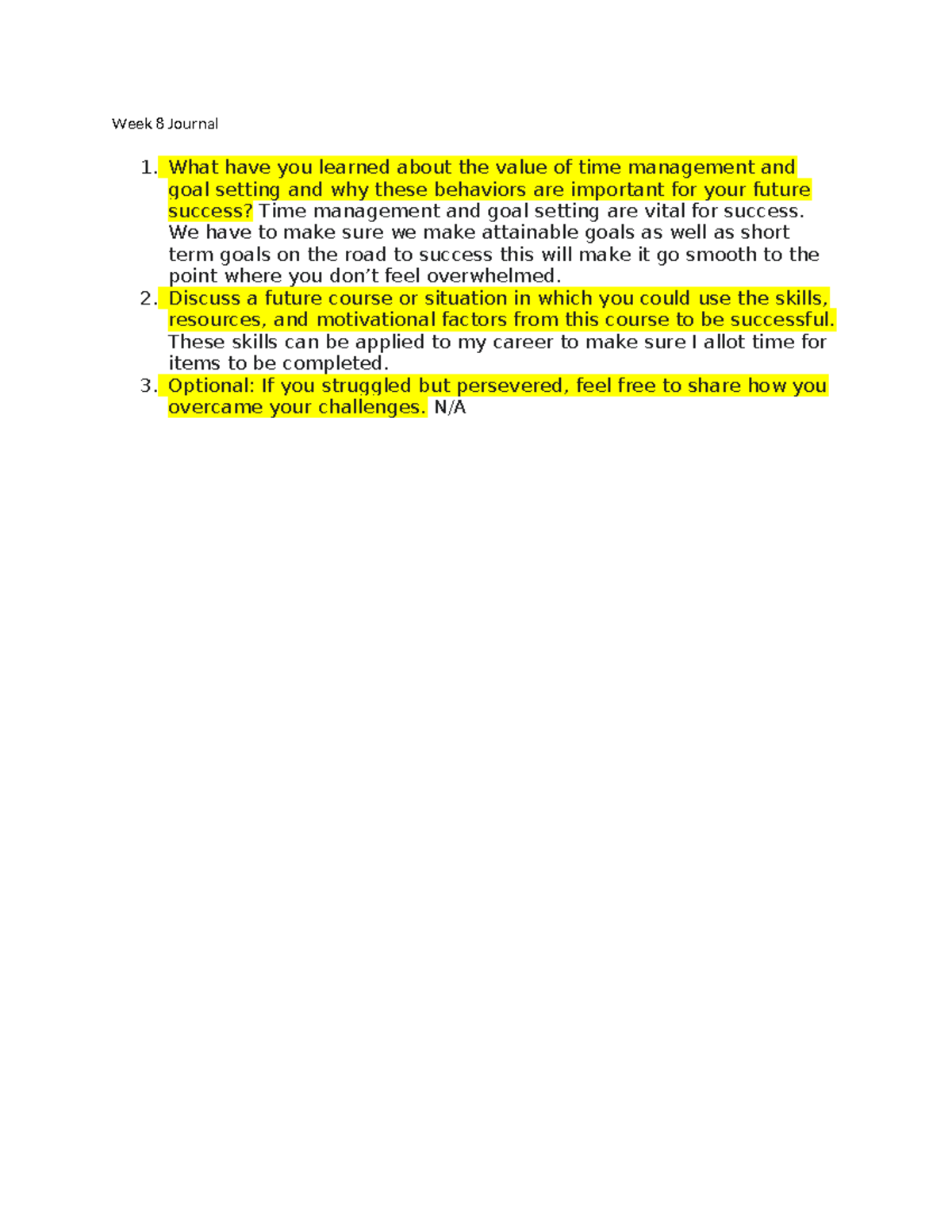 Week 8 Journal - Week 8 Journal 1. What have you learned about the ...