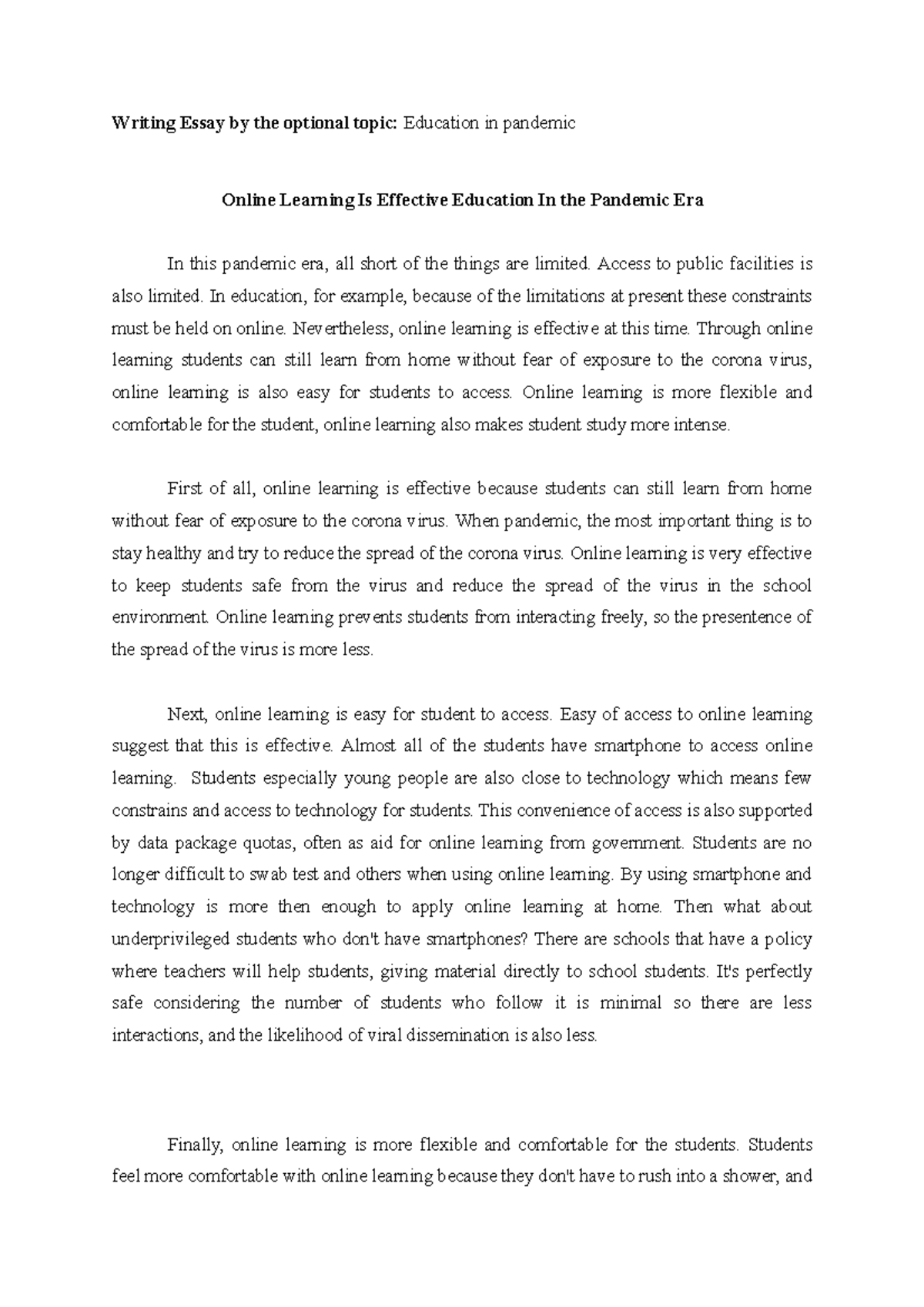 CW Ass3 - Practice - Writing Essay by the optional topic: Education in ...