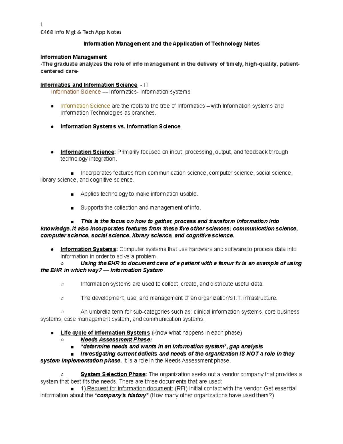 C468 IT study guide (revision Jul 2021) - C468 Info Mgt & Tech App ...