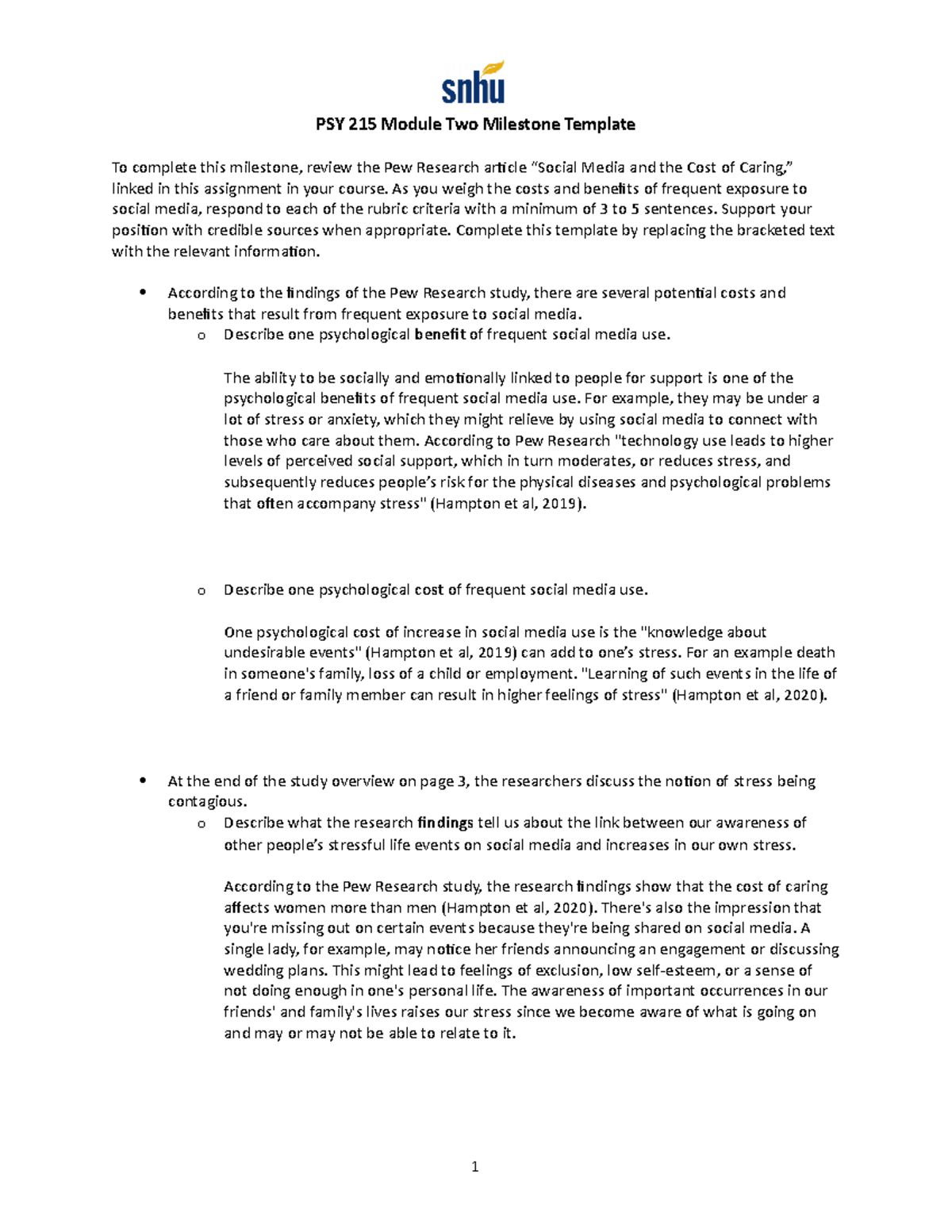 PSY 215 Module Two Milestone Completed - PSY 215 Module Two Milestone ...