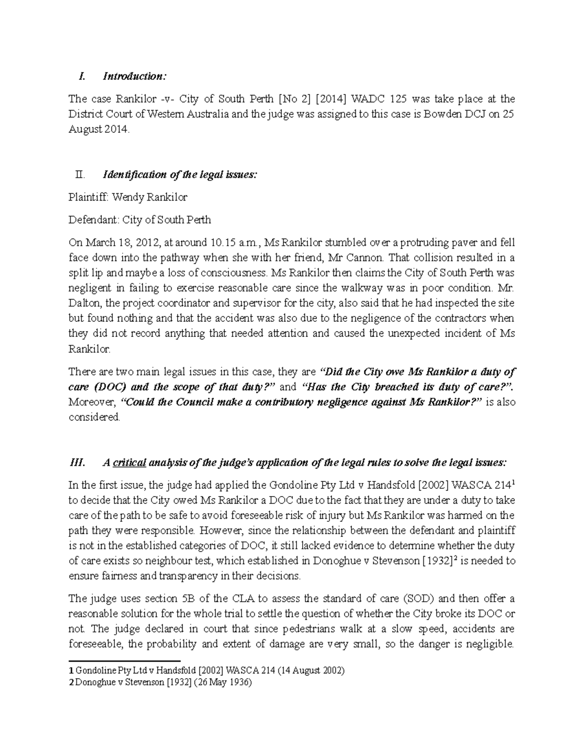 A1 (1) Case note - the ASM was DI - I. Introduction: The case Rankilor ...