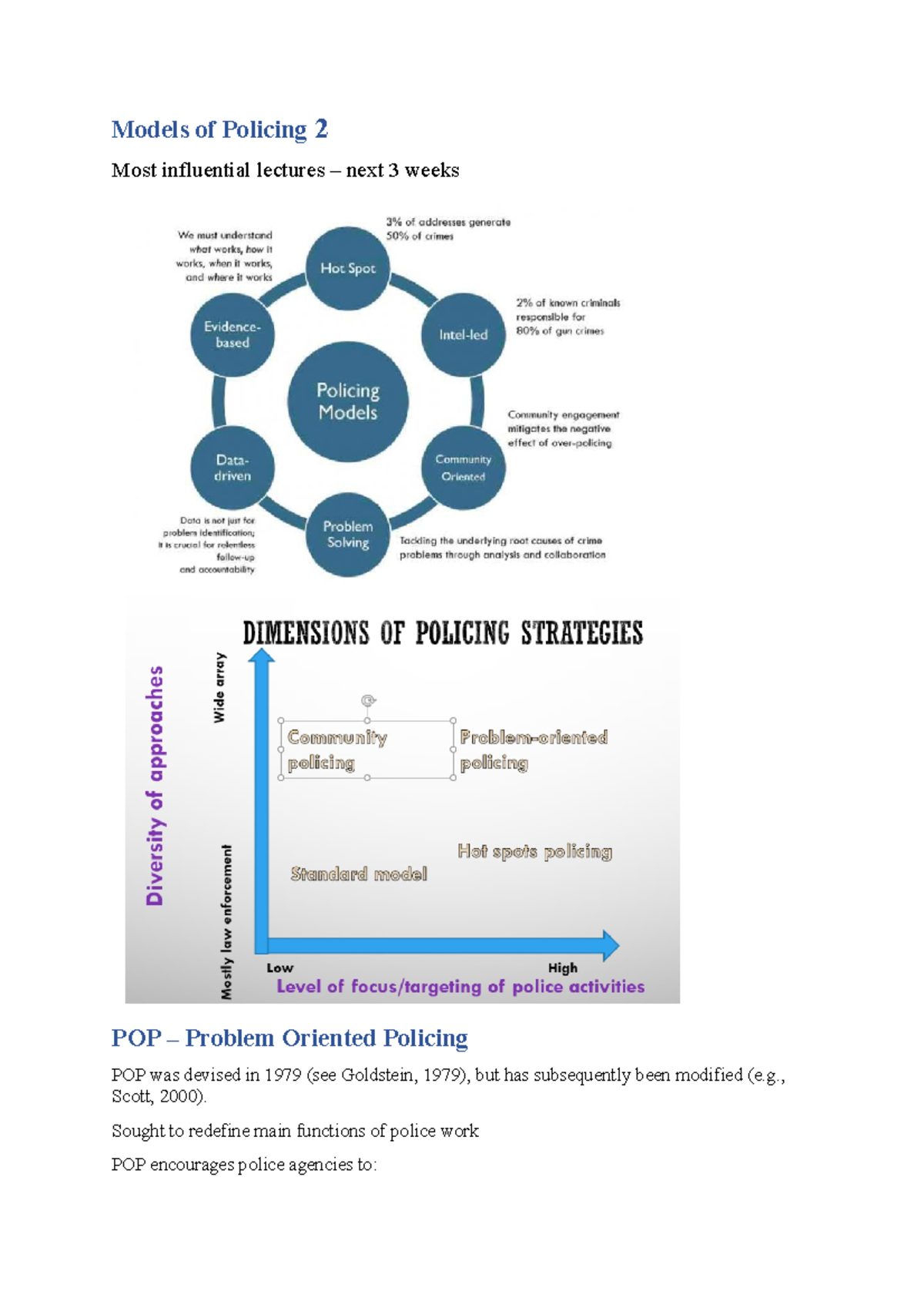 Lecture 5 Models of Policing 2 - Models of Policing 2 Most influential ...