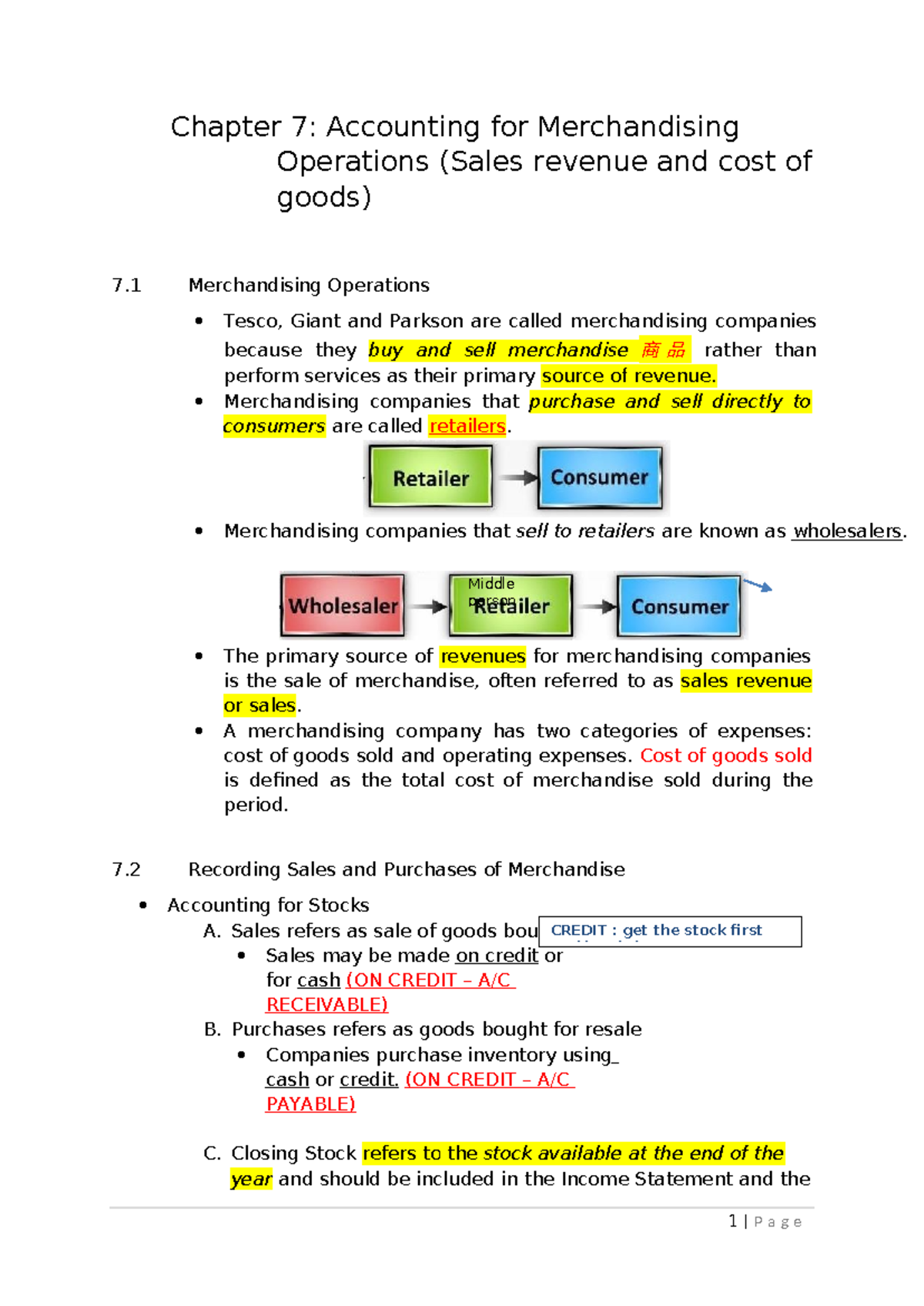 ACC- Chapter 7(NOTE) - Chapter 7: Accounting for Merchandising ...