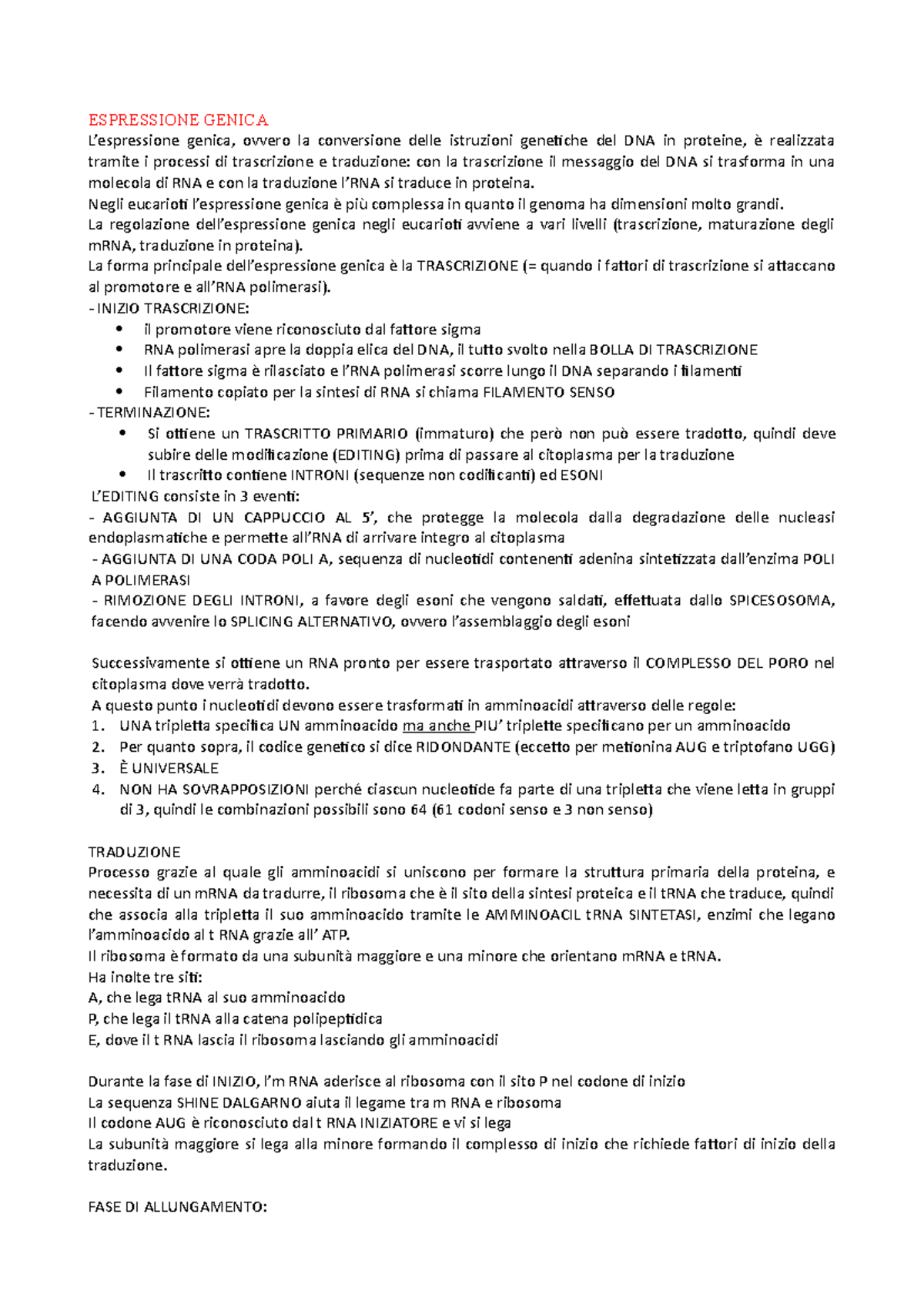Espressione Genica - ESPRESSIONE GENICA L’espressione genica, ovvero la ...